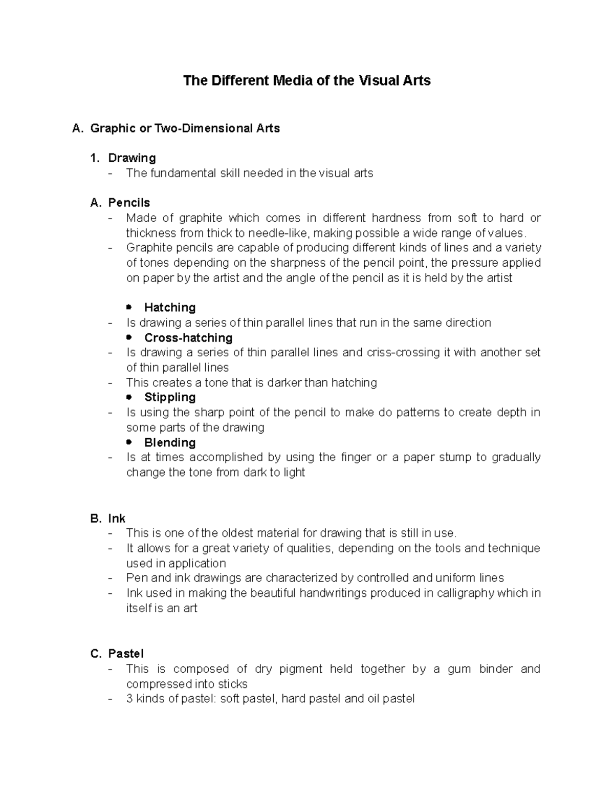 Art Appreciation Lecture - The Different Media of the Visual Arts A ...