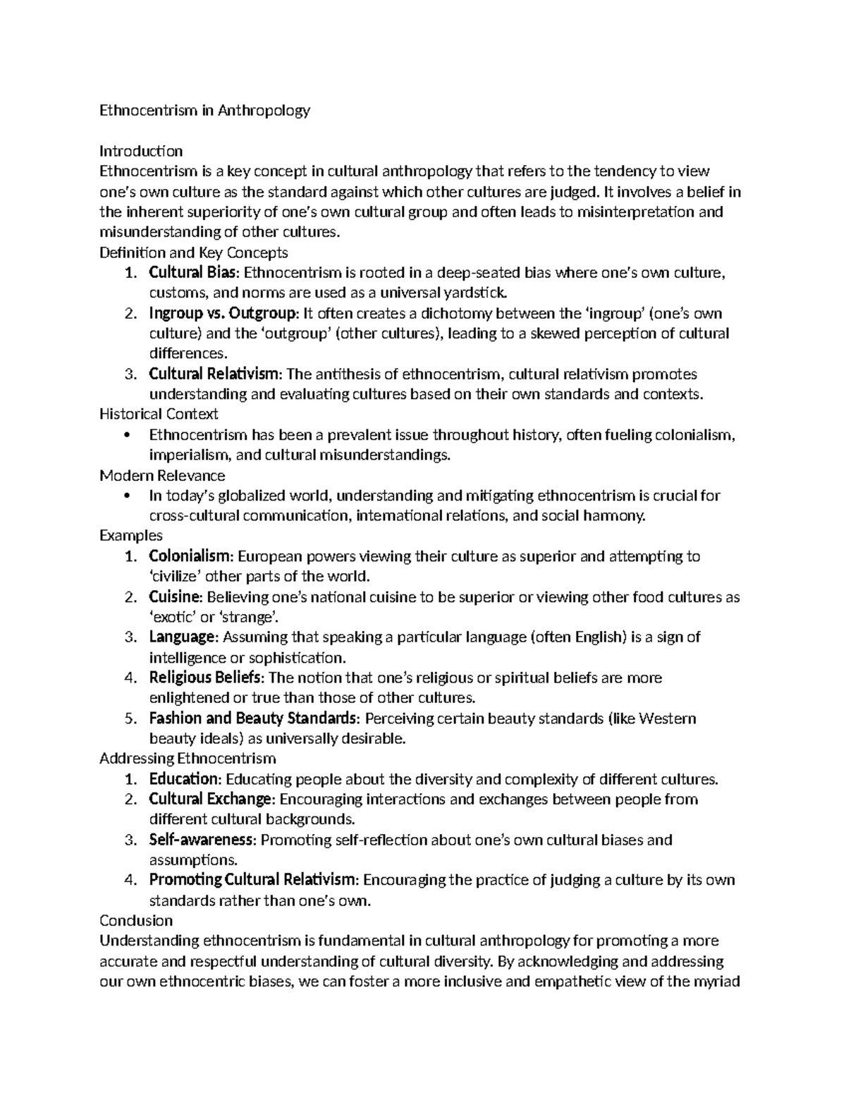 Ethnocentrism in Anthropology - Ethnocentrism in Anthropology ...