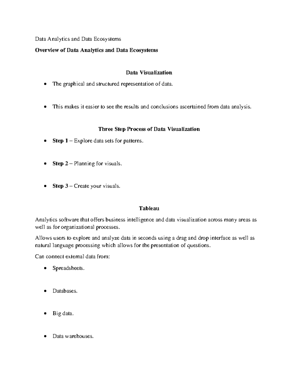 Information systems mgmt week 3 lecture Three Step Process of Data ...