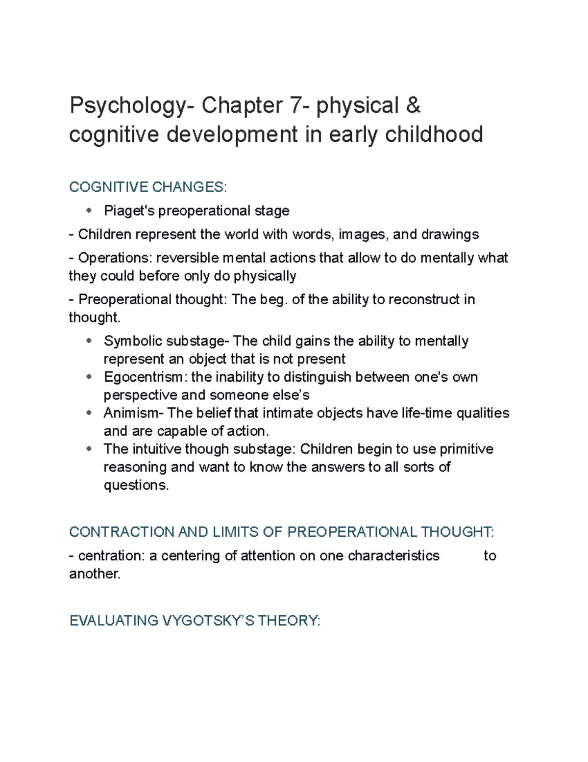 Notes 3 - Psychology- Professor Hernandez. - Psychology- Chapter 7 ...