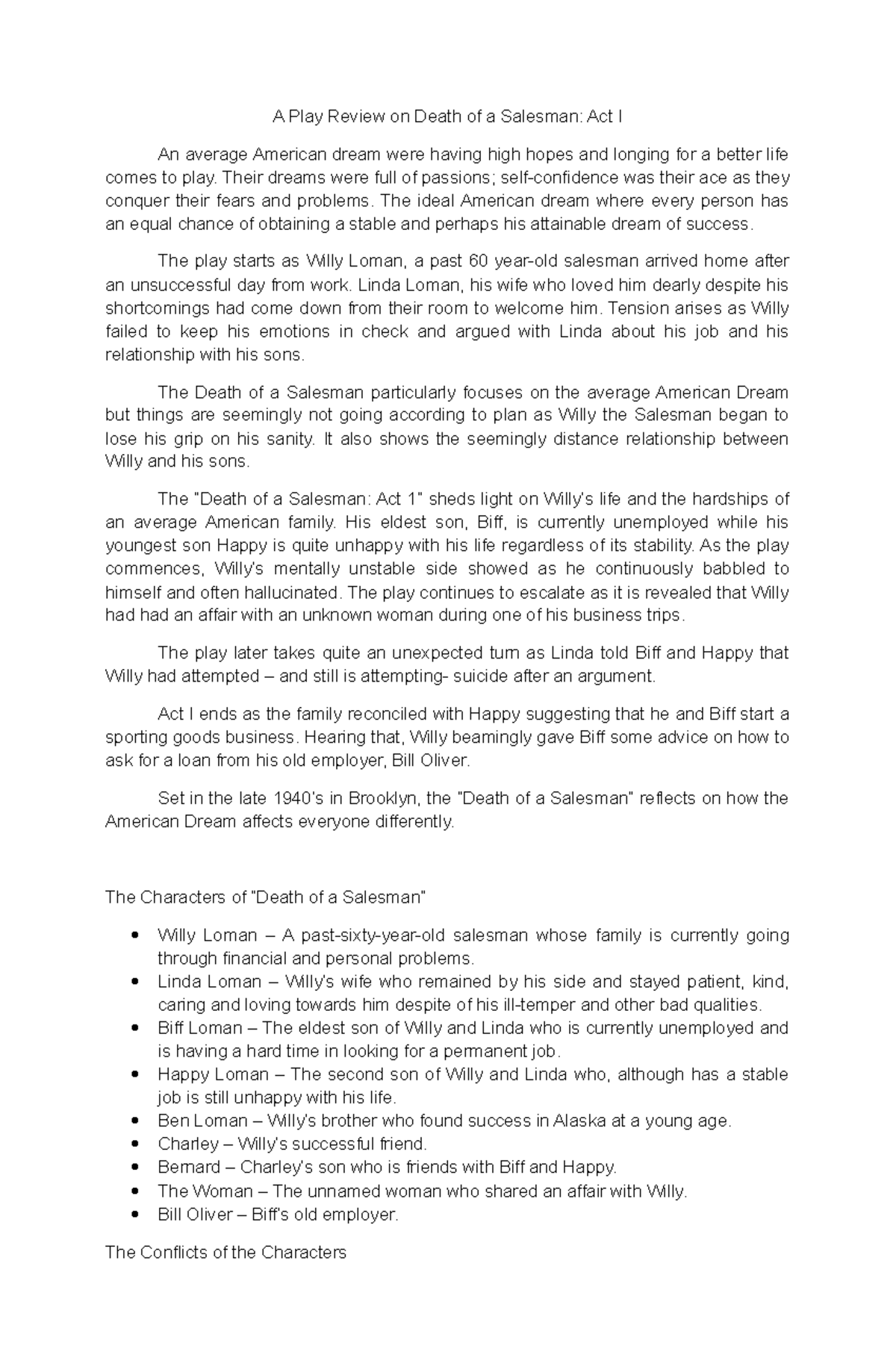 A Play Review on Death of a Salesman - Science, Technology, Engineering ...