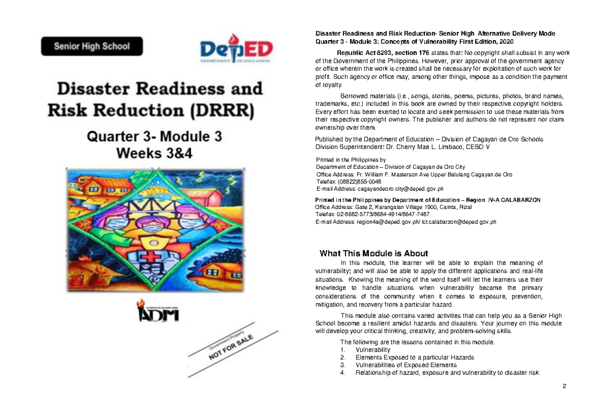 DRRR22-Q3-W3 - DDRR 4 - Disaster Readiness and Risk Reduction- Senior ...