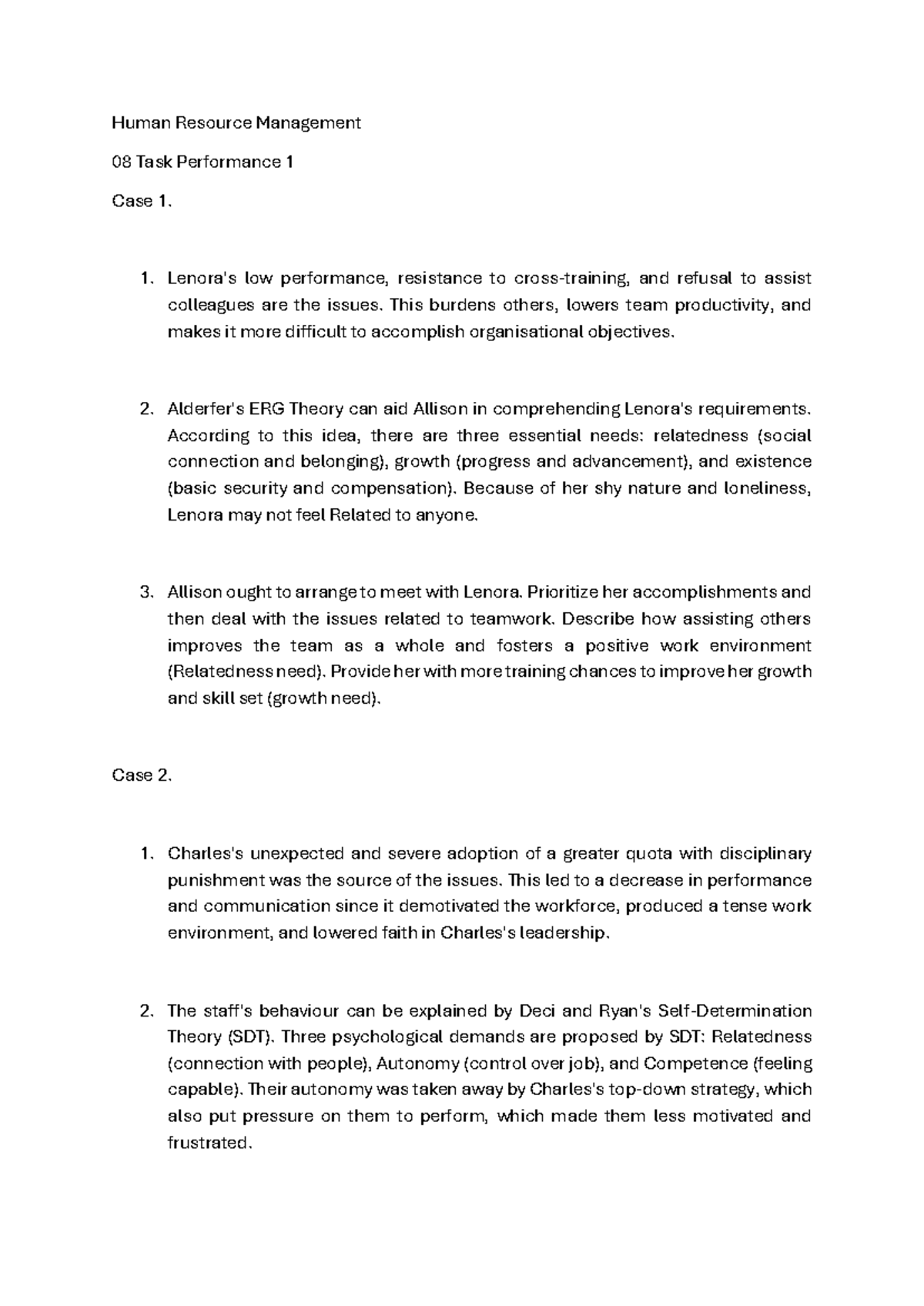 HRM 08 Task Performance 1 - Human Resource Management 08 Task ...