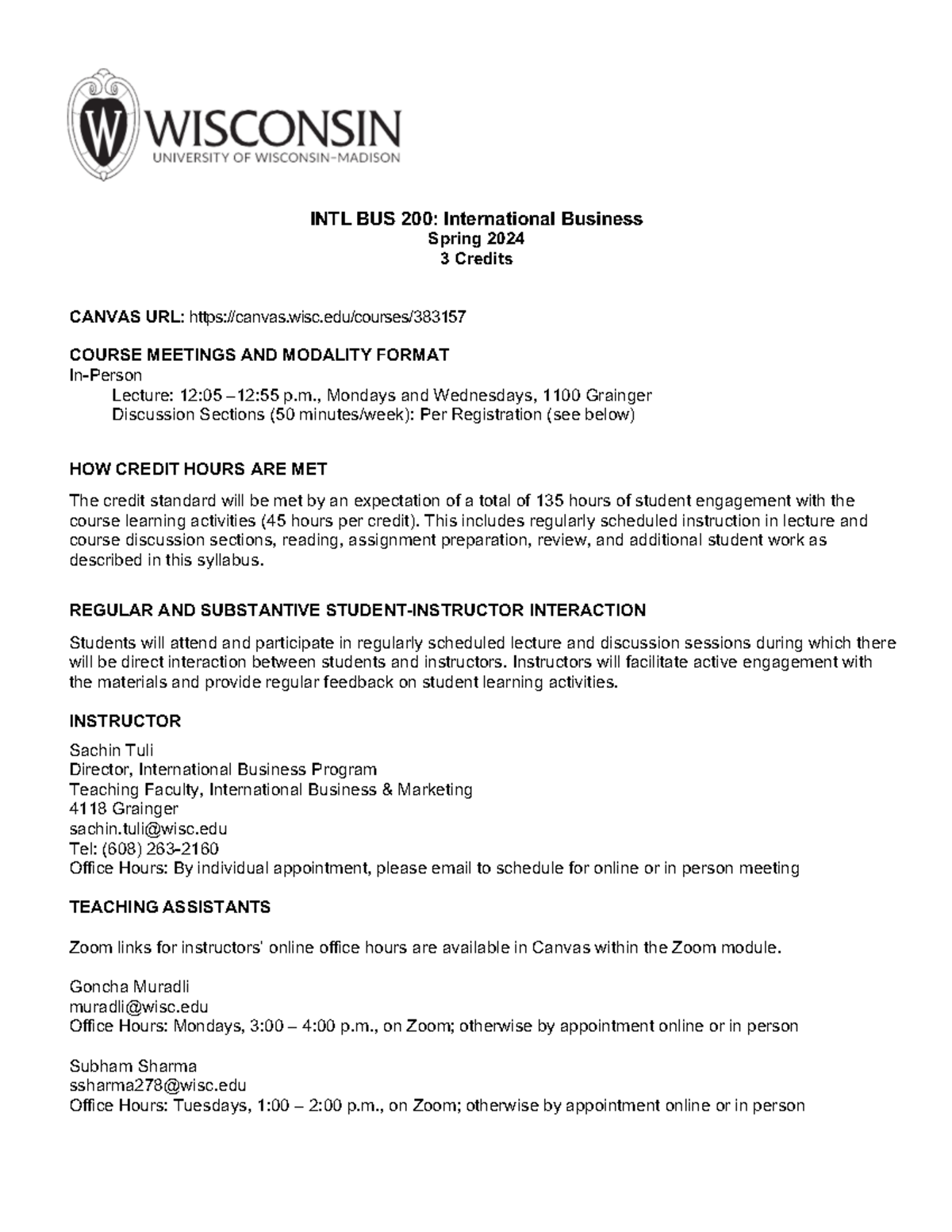IB 200 Spring 2024 Syllabus - INTL BUS 200: International Business ...