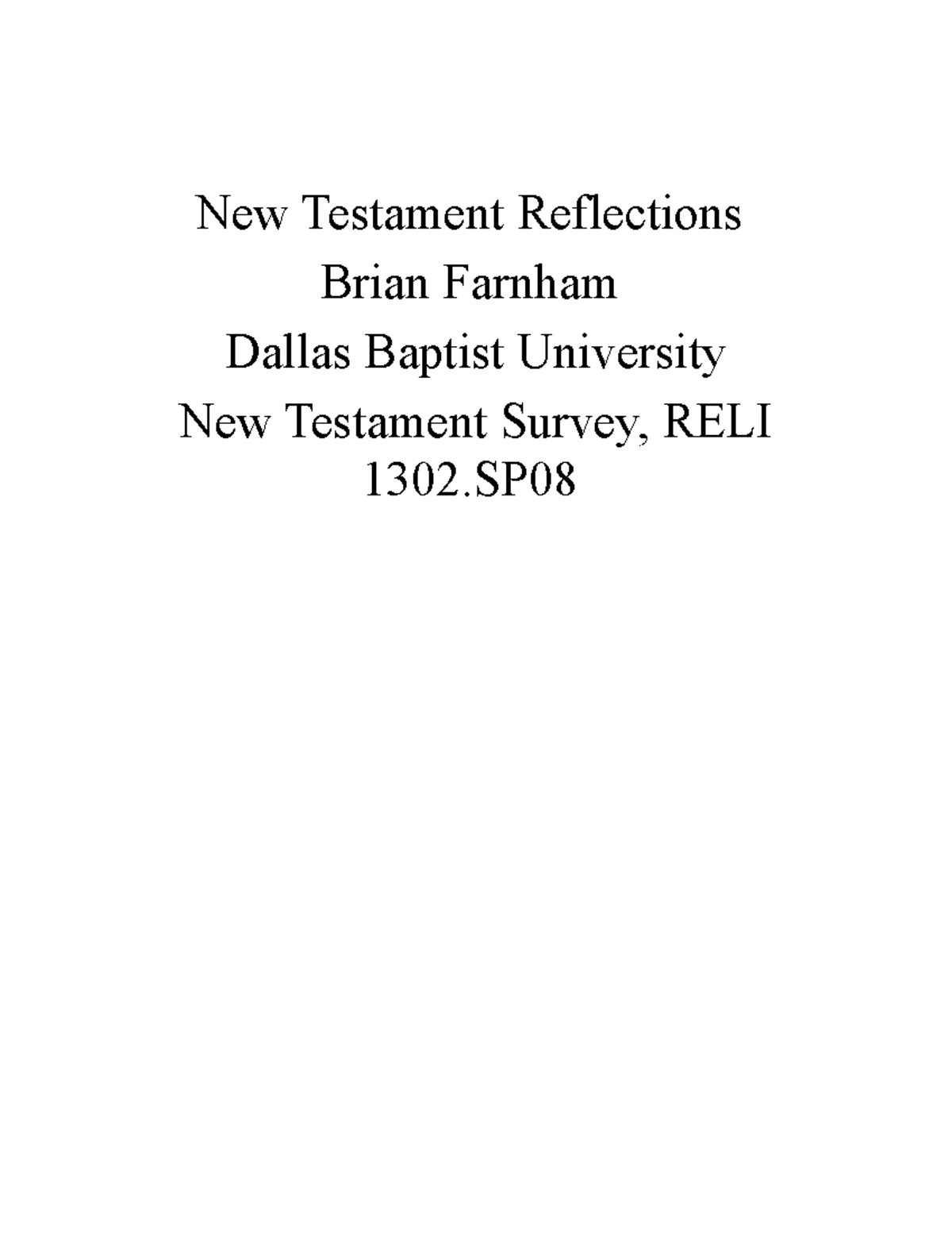 New Testament Reflections - New Testament Reflections Brian Farnham ...