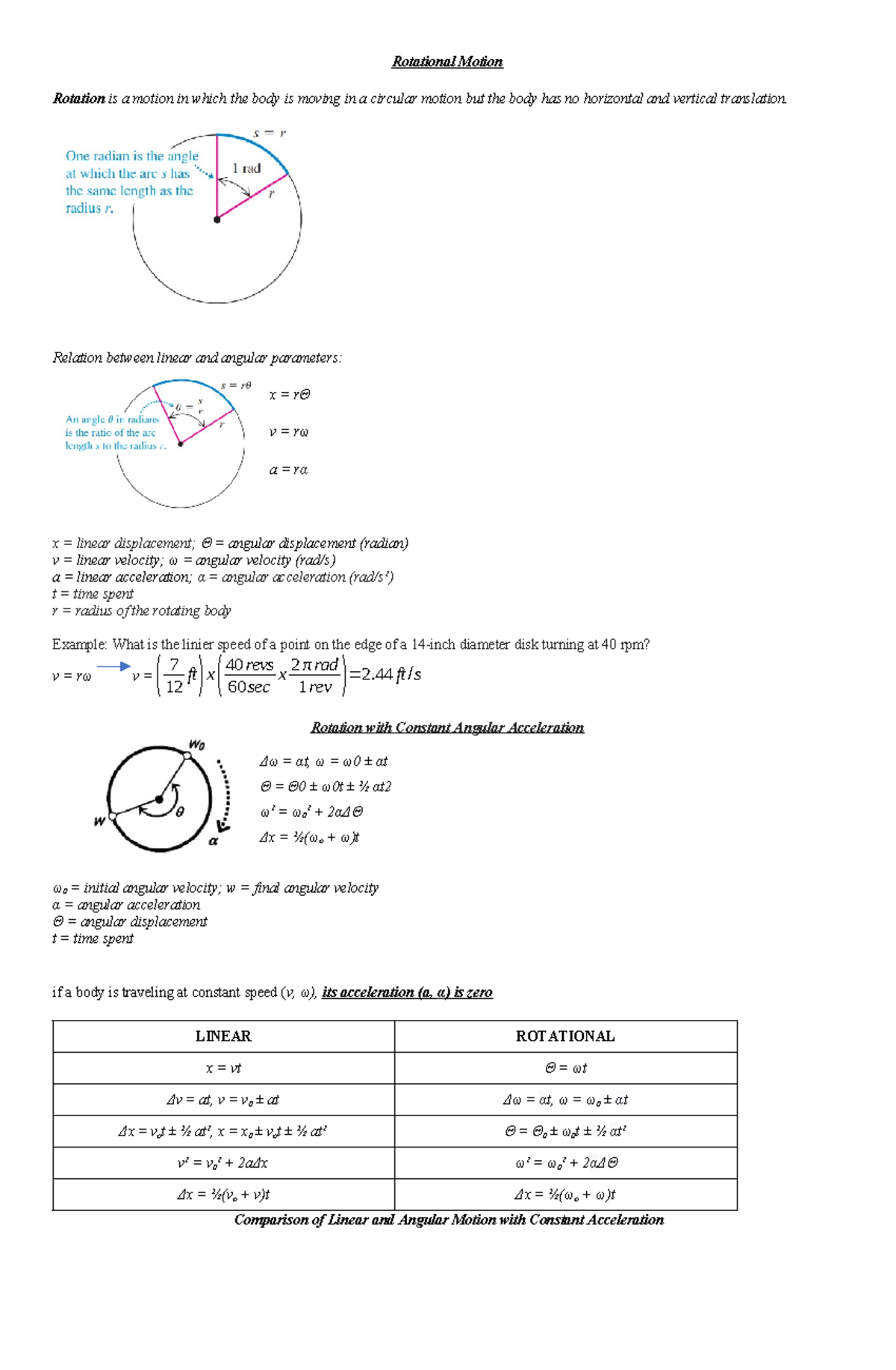 Rotational Motion - Rotational Motion Rotation is a motion in which the ...