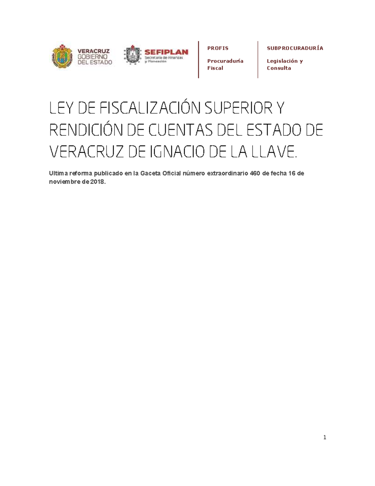 LEY DE Fiscalizacion Superior Y Rendicion DE Cuentas DEL Estado DE Veracruz DE Ignacio DE LA ...