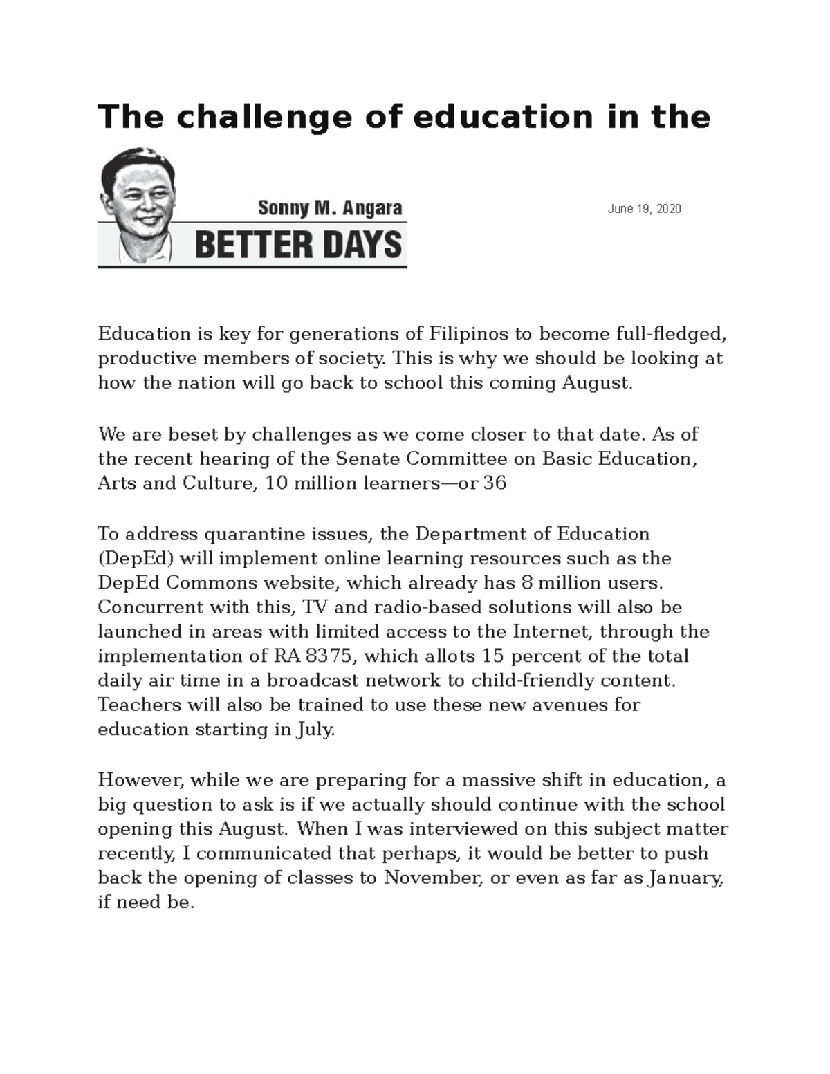 Key Issues In Education The Challenge Of Education In The New Normal key-issues-in-education-the-challenge-of-education-in-the-new-normal