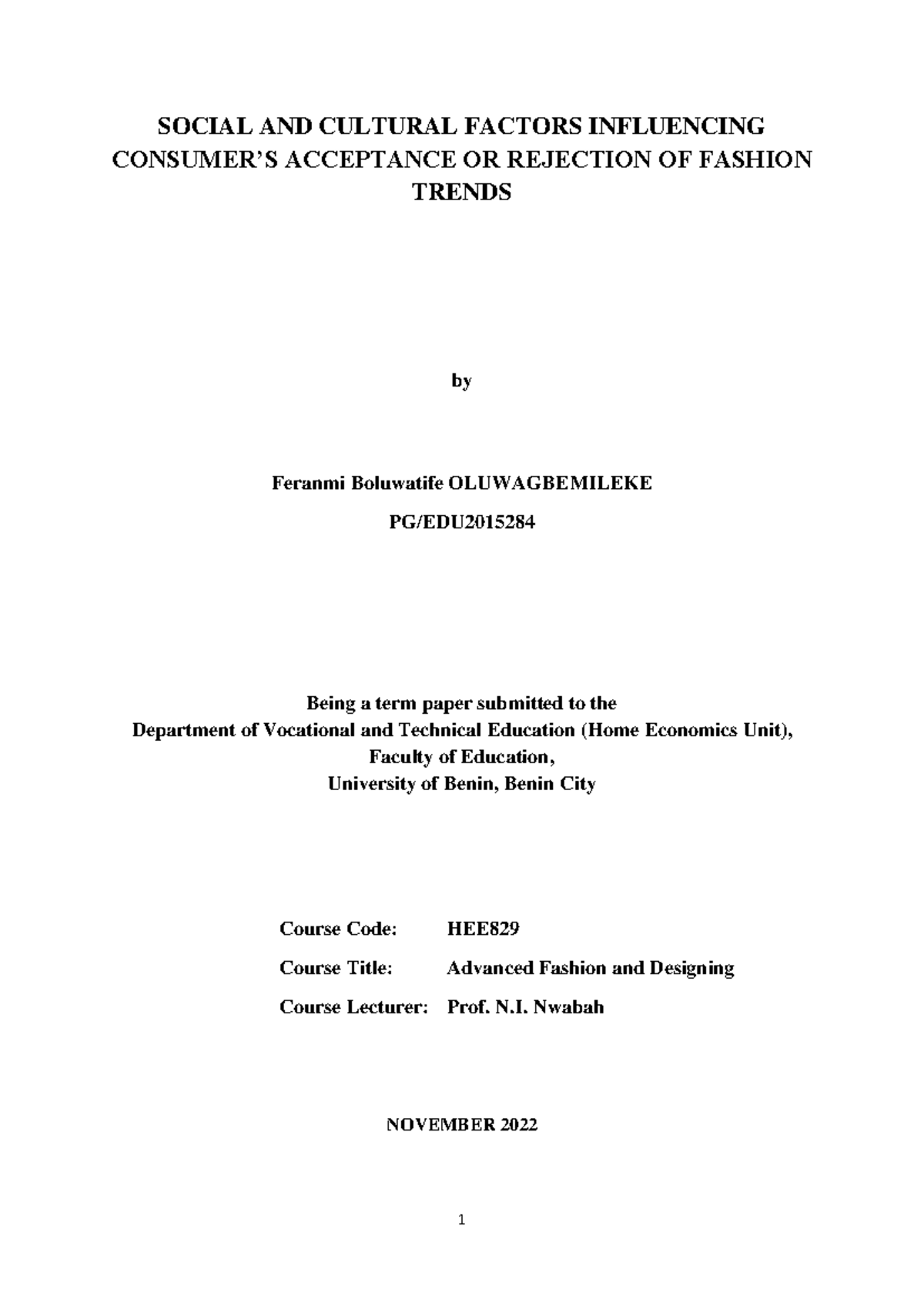 (Term Paper) Social and cultural factors influencing consumer s ...