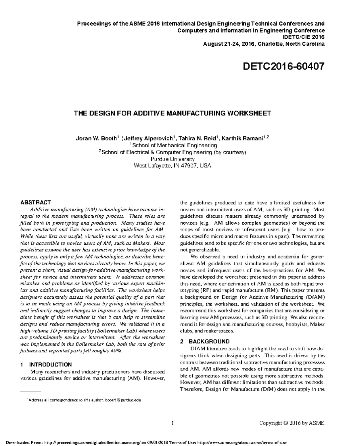 The Design for Additive Manufacturing Worksheet - THE DESIGN FOR ...