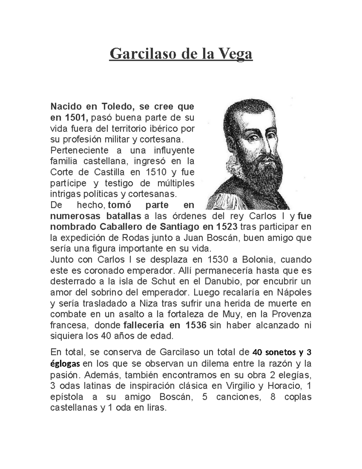 Garcilaso de la Vega - infografía - Garcilaso de la Vega Nacido en ...