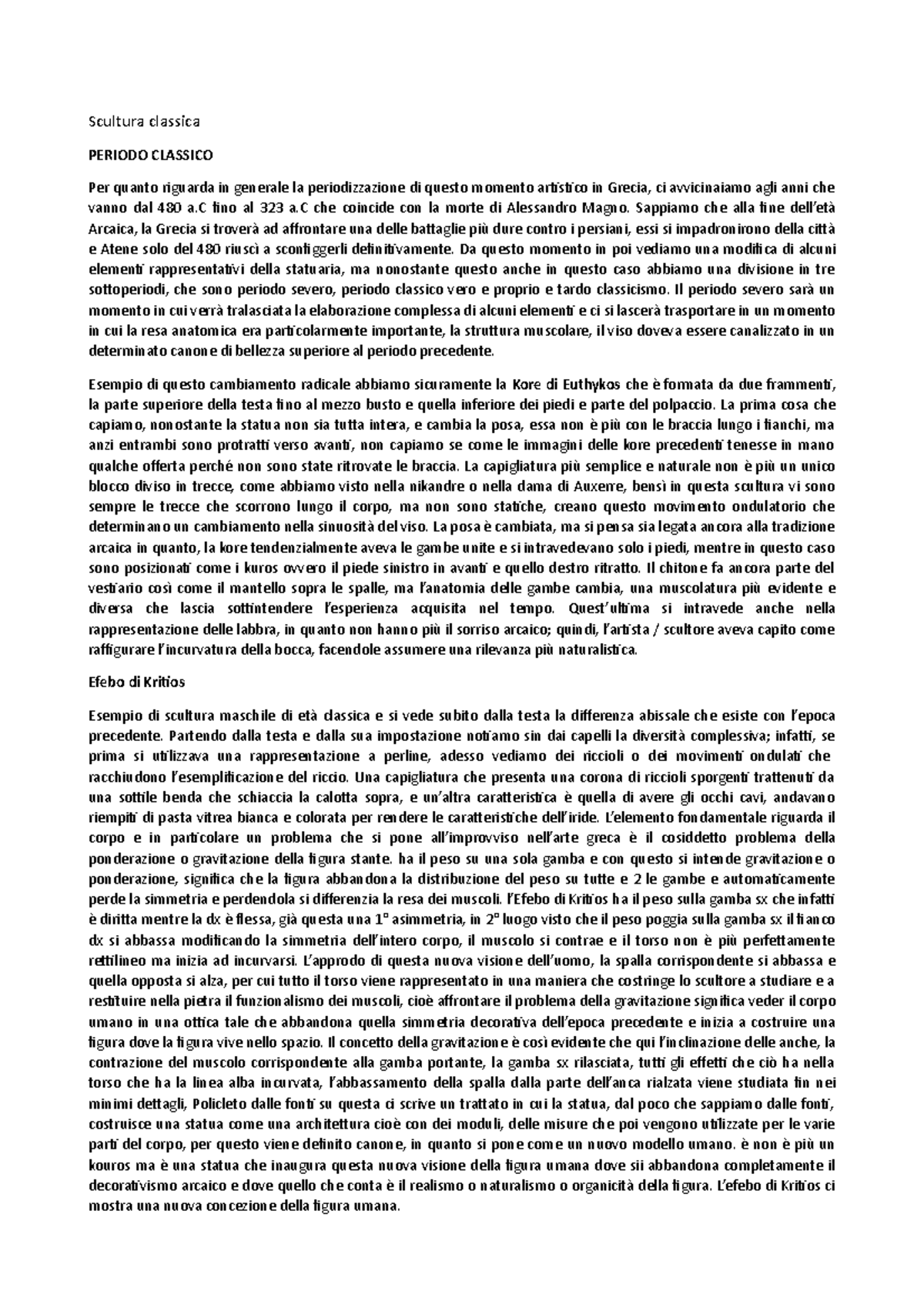 LA SCULTURA DI ETà CLASSICA (stile severo) - Archeologia E Storia Dell ...
