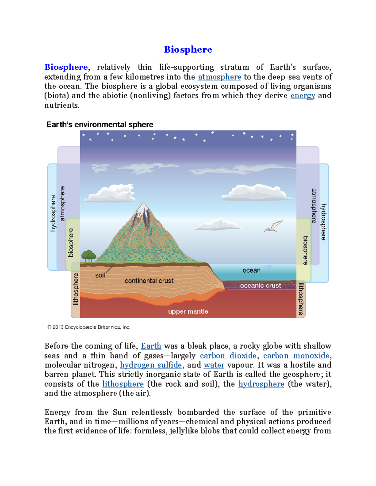 Biosphere - Biosphere Biosphere, relatively thin life-supporting ...
