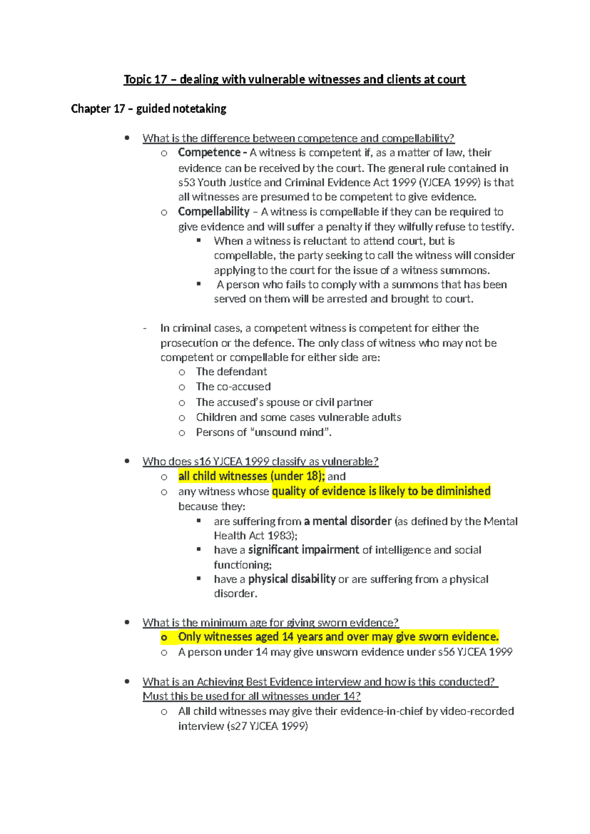 Topic 17 – dealing with vulnerable witnesses and clients at court - The ...