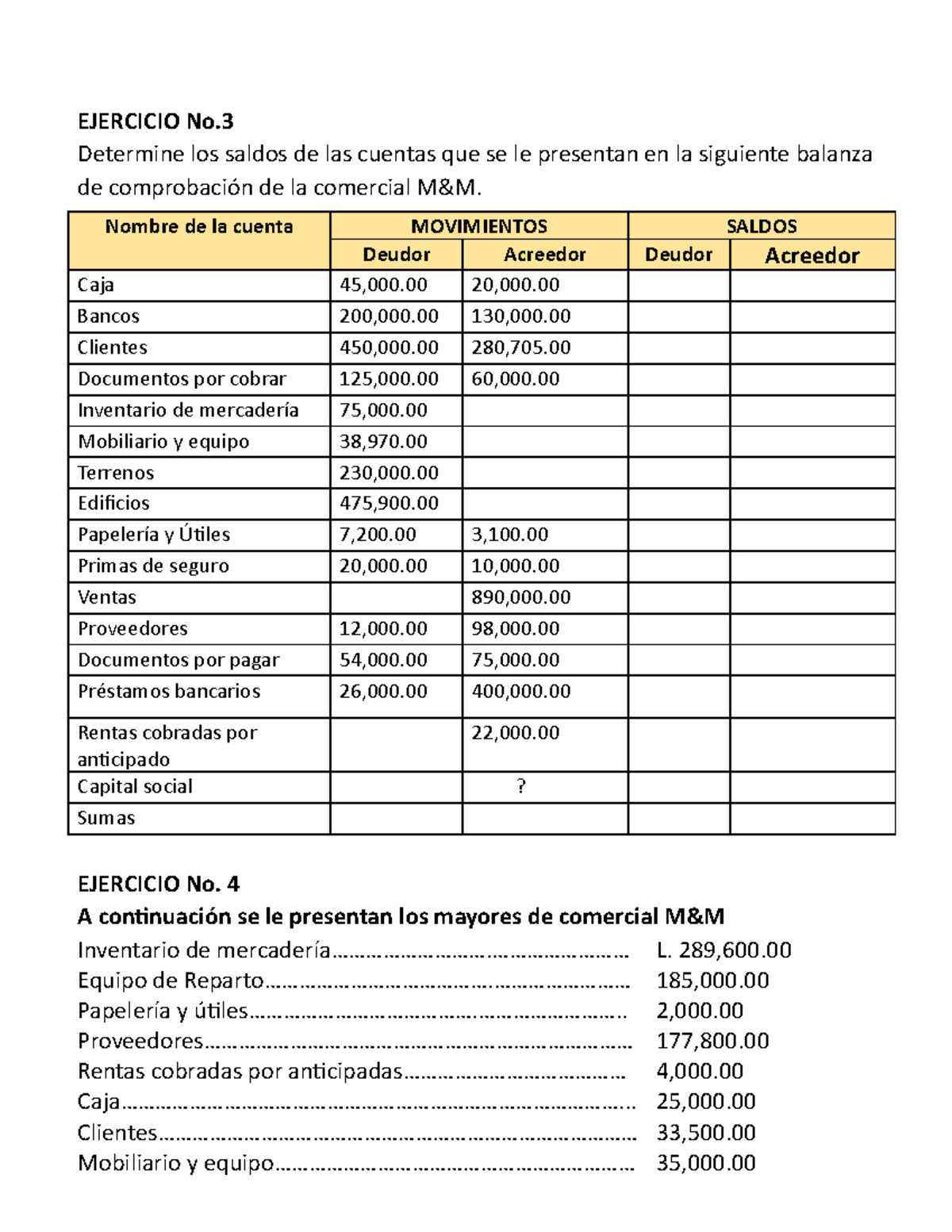 GUIA N°2 Informatica Contable IP - EJERCICIO No. Determine los saldos ...