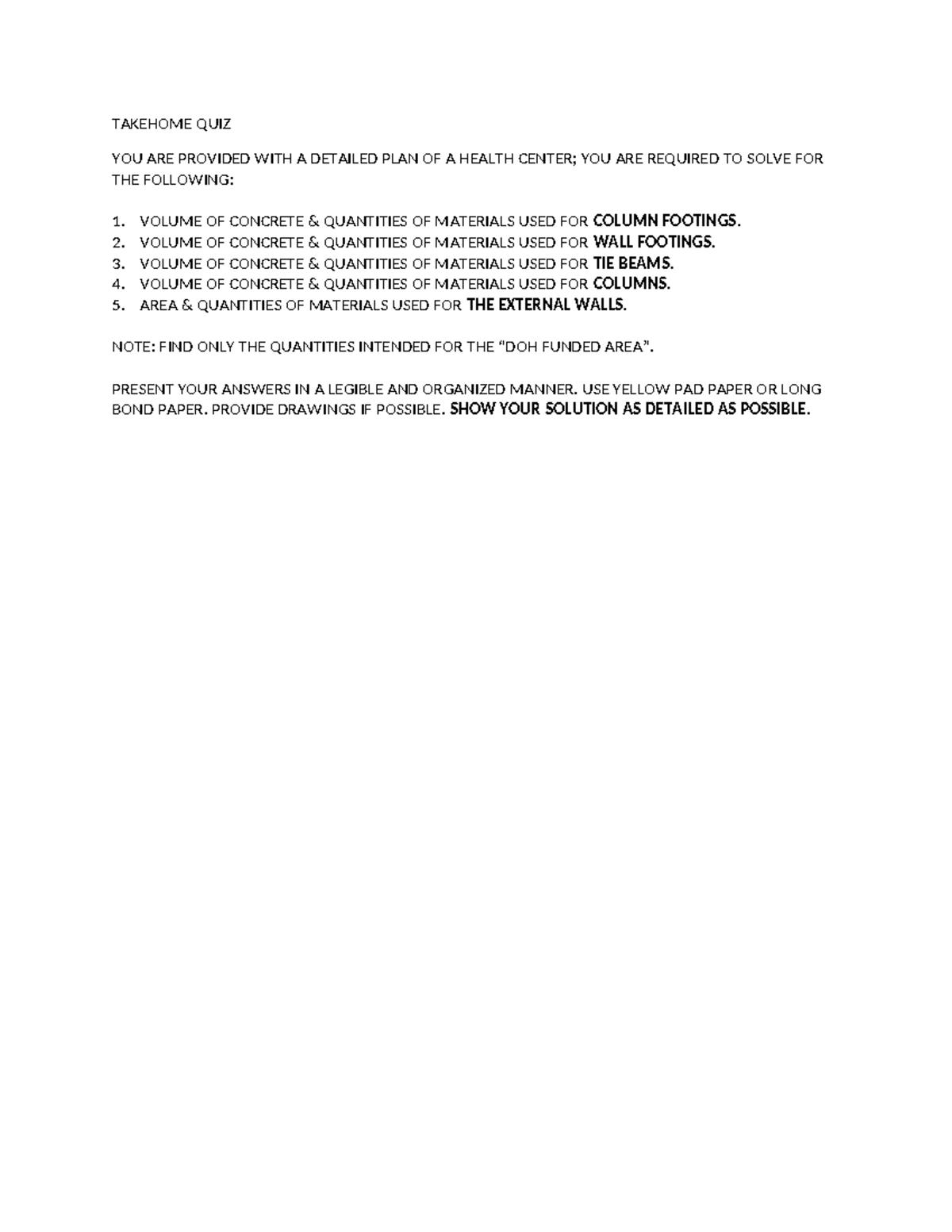 Takehome-QUIZ - None - TAKEHOME QUIZ YOU ARE PROVIDED WITH A DETAILED ...