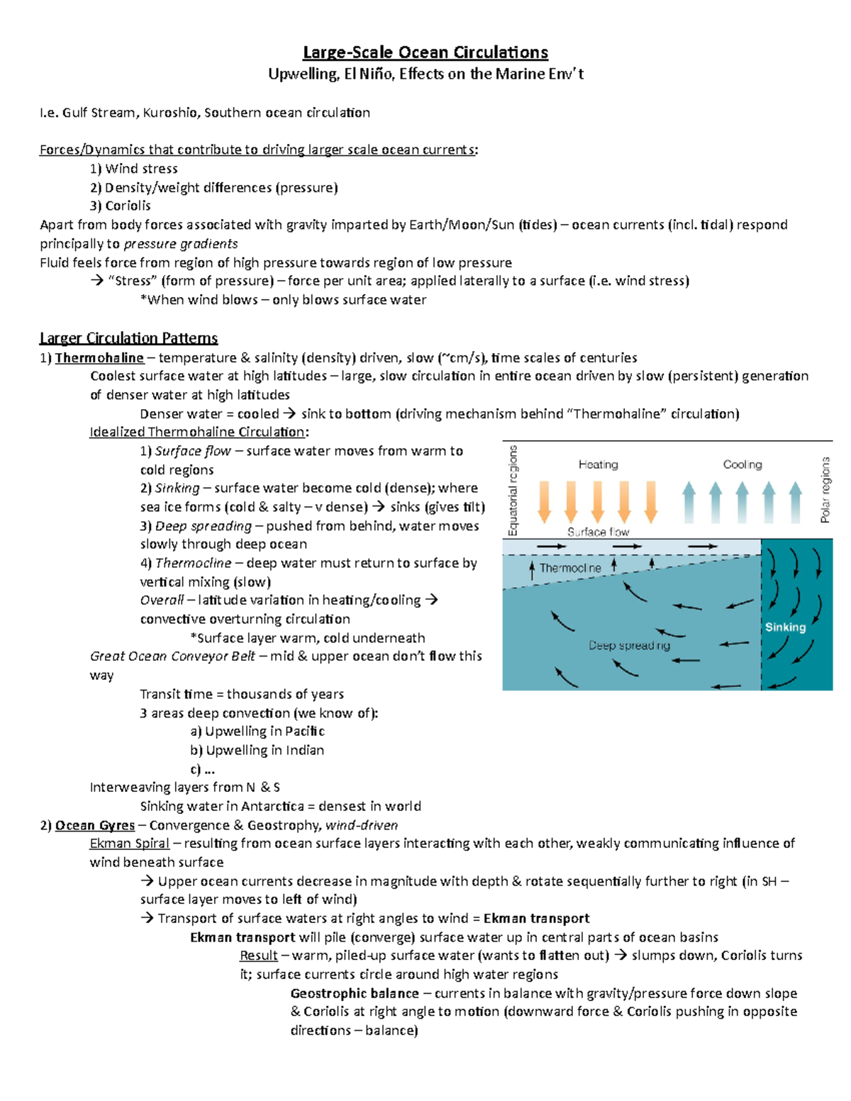 Upwelling, El Niño, Effects on the Marine Env’t - Ocean Circulations ...