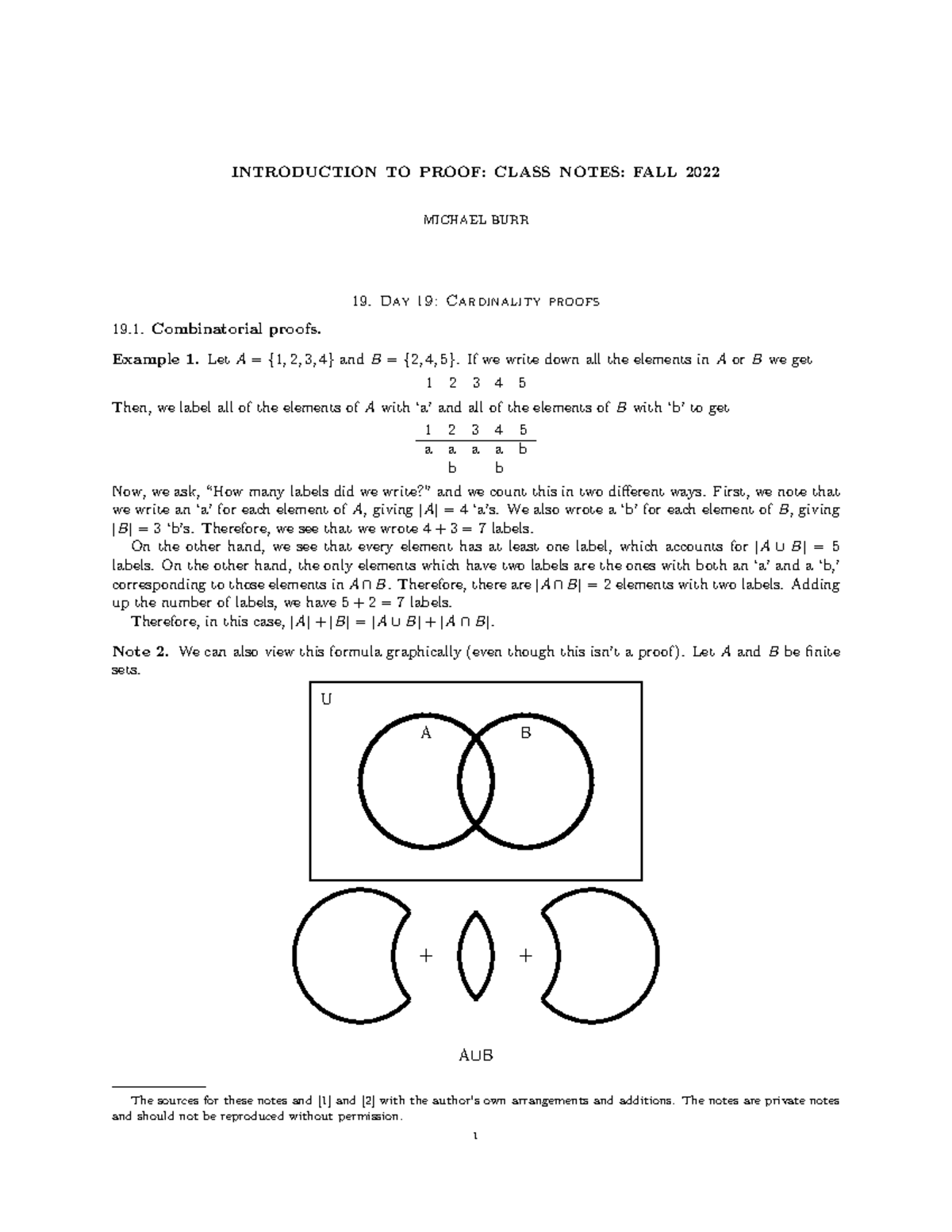 Class Notes Day 19 - INTRODUCTION TO PROOF: CLASS NOTES: FALL 2022 ...