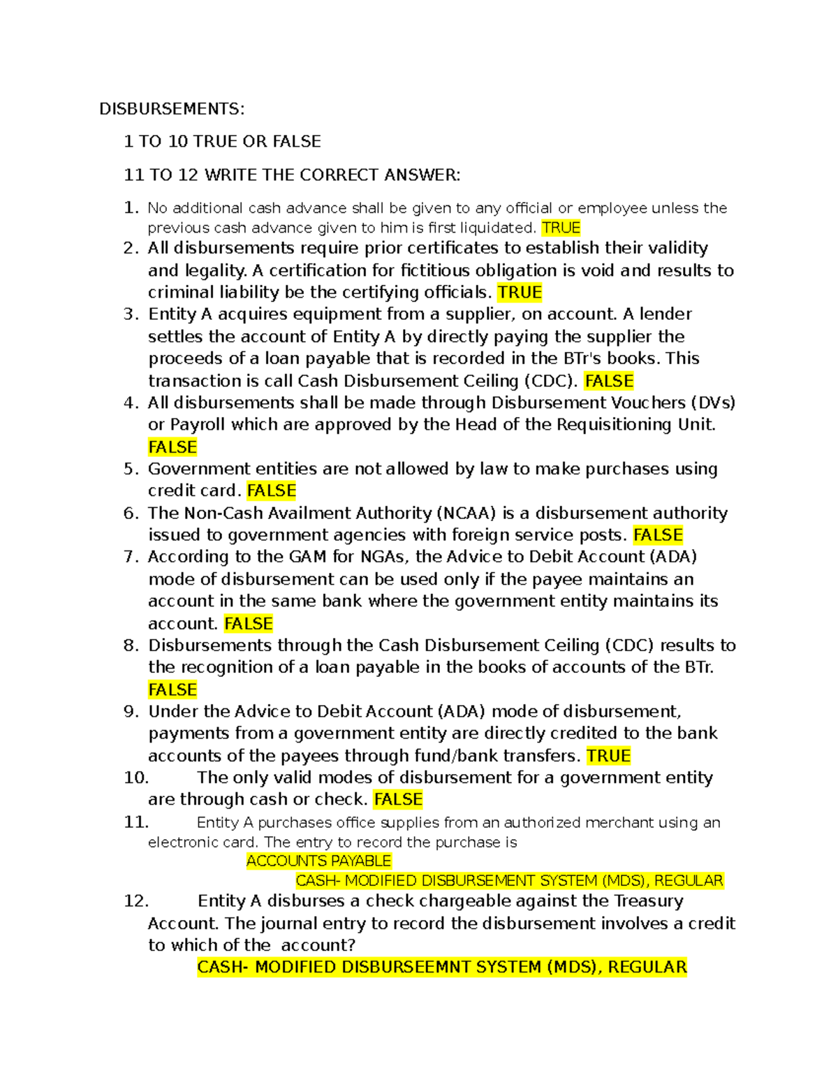 DISBURSEMENTS, ACP105, CASH DISBURSEMENT, CASH DISBURSEMENT CEILING ...