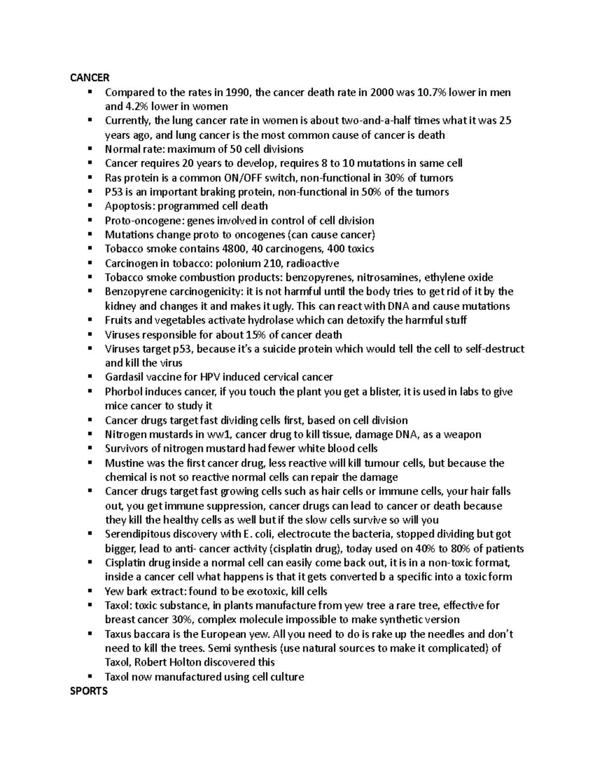 Drugs 101 midterm 2 - cheat sheet - CANCER Compared to the rates in ...