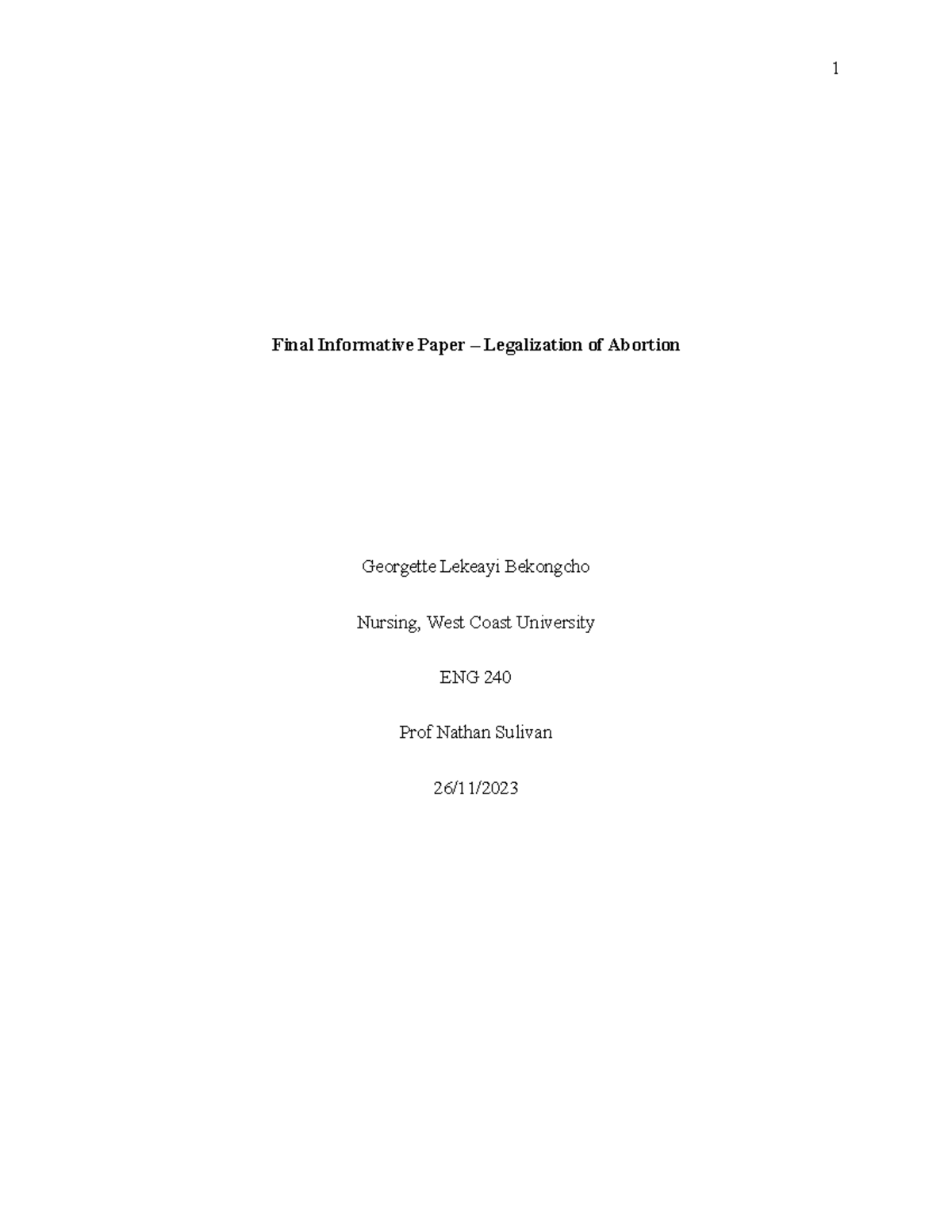 Final Informative Paper - This can be done either through carrying out ...