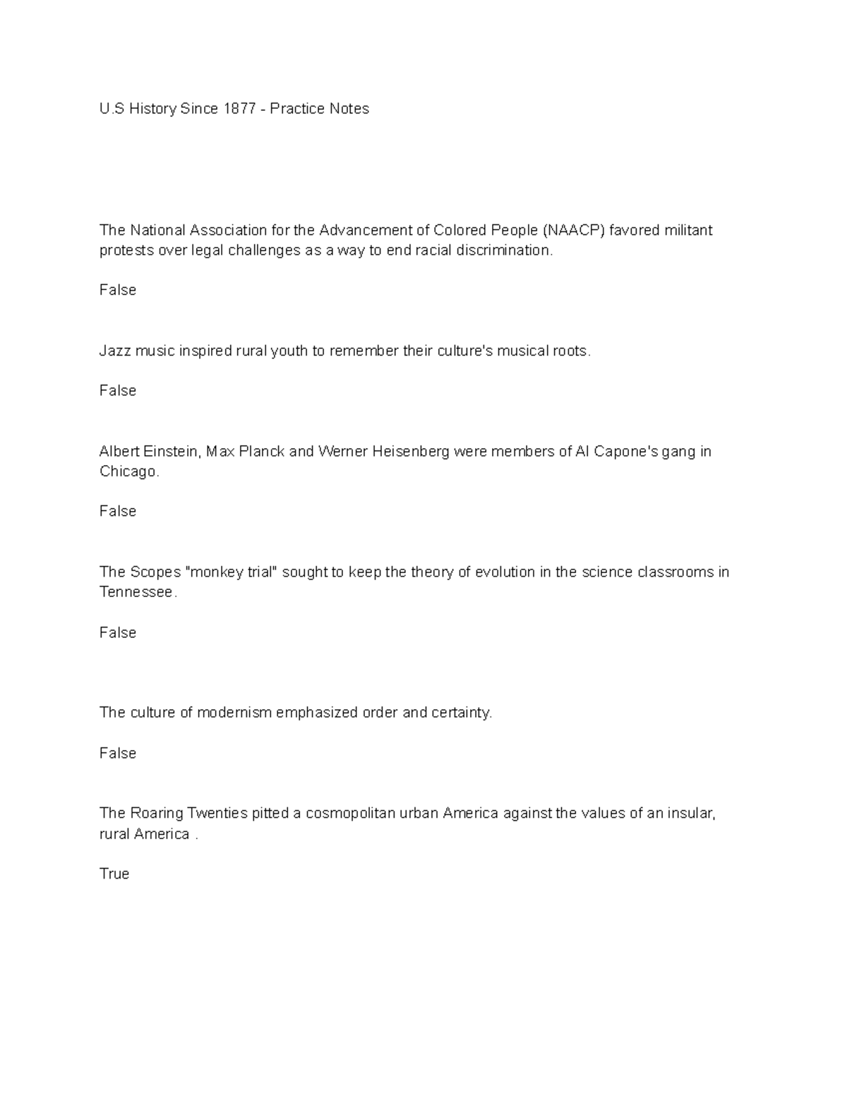 U - quiz - U History Since 1877 - Practice Notes The National ...