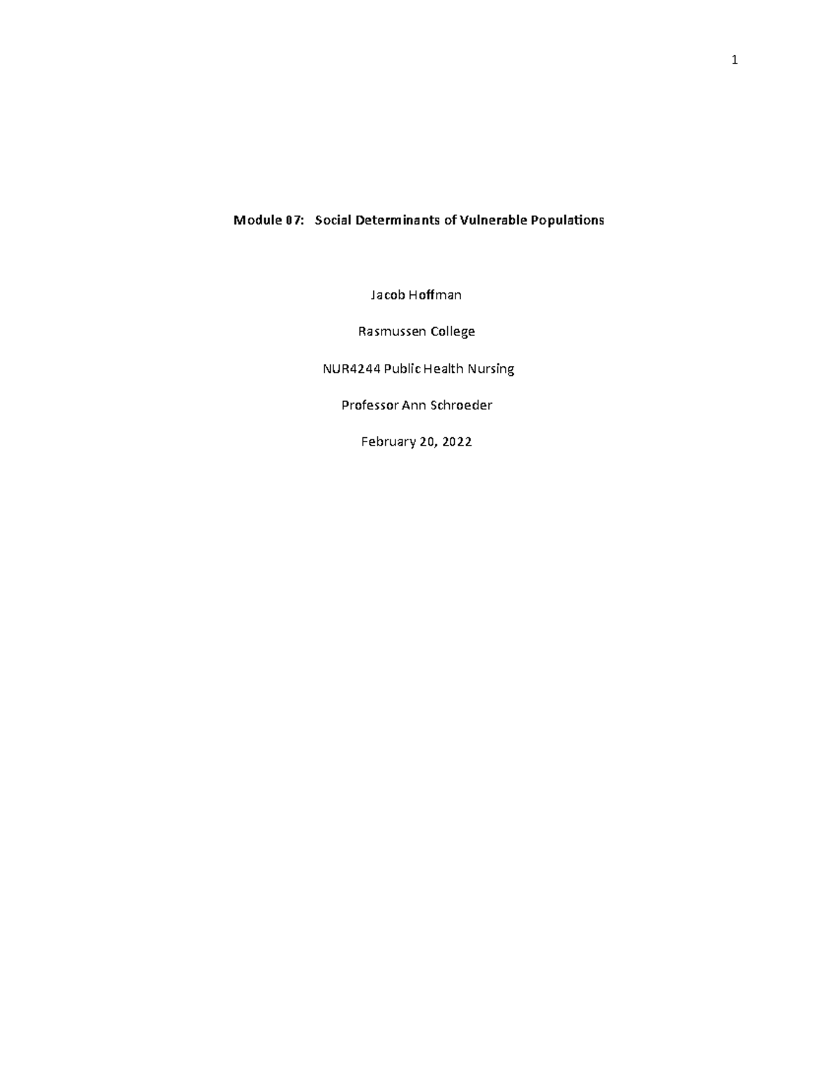 Jhoffman Module 07Social Determinantsof Vulnerable Populations 02202022 ...