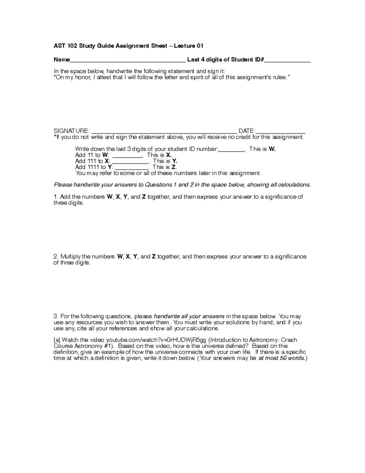 AST102-Spring 2024-Study Guides 01+02 - AST 102 Study Guide Assignment ...