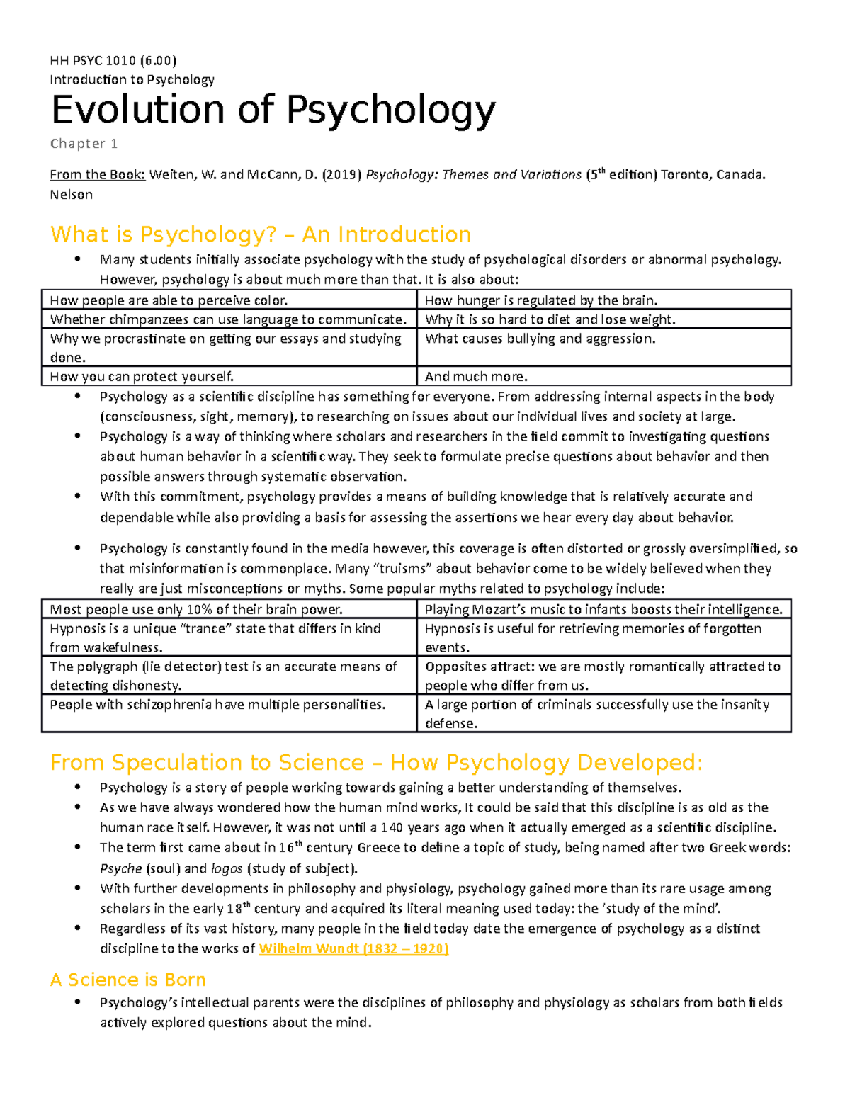 1. Evolution of Psychology - Introduction to Psychology Evolution of ...