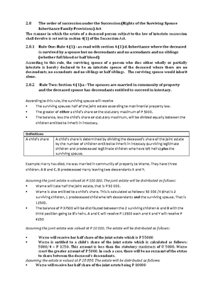 Law of Succession BEST Notes - LAW OF SUCESSION – SUMMARY 2014 1ST ...
