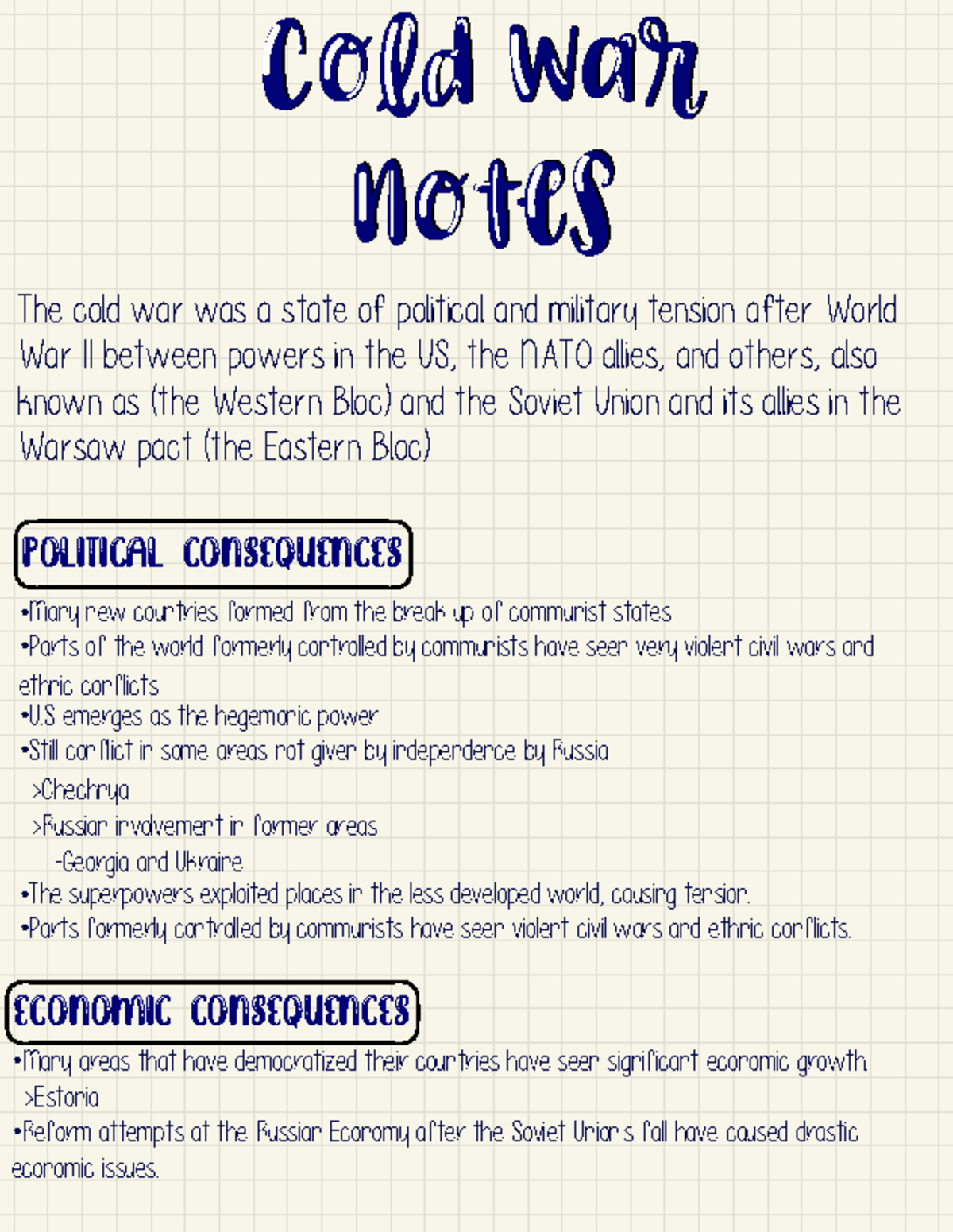 Cold War Notes - cold war notes cold war notes The cold war was a state ...