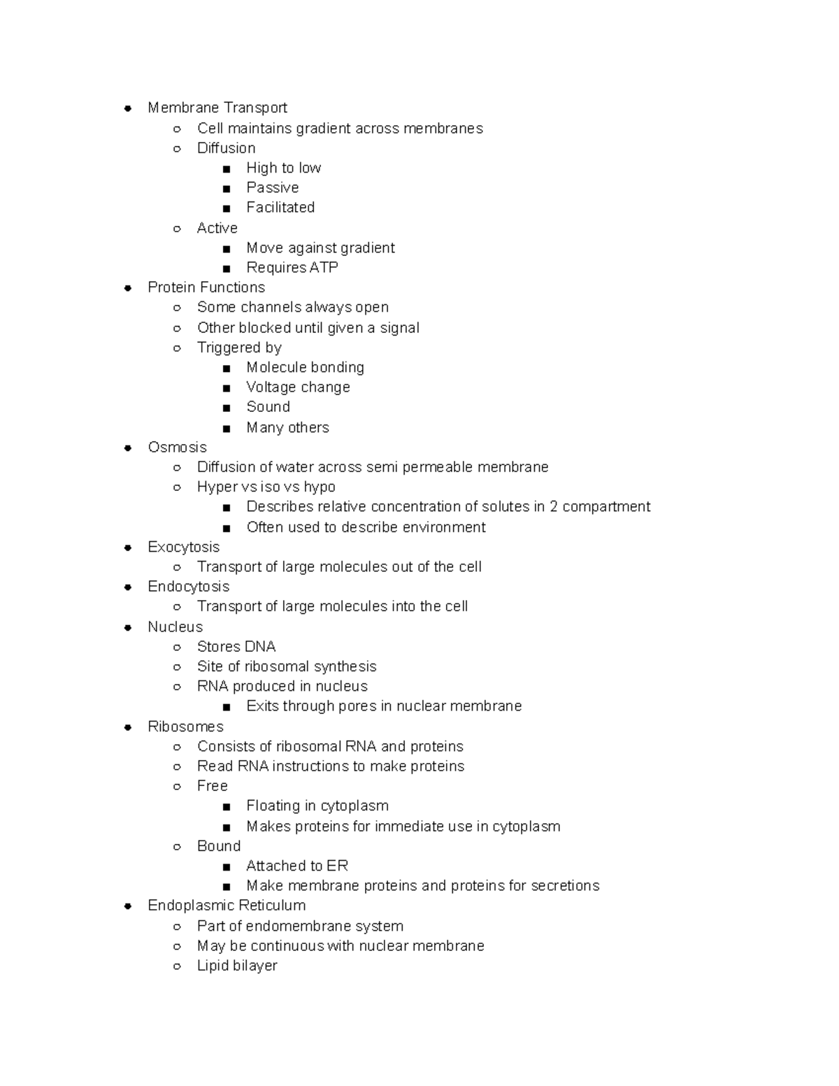 Bio 116 exam 2 - Dr. Shreve Spring 2022 - Membrane Transport Cell ...