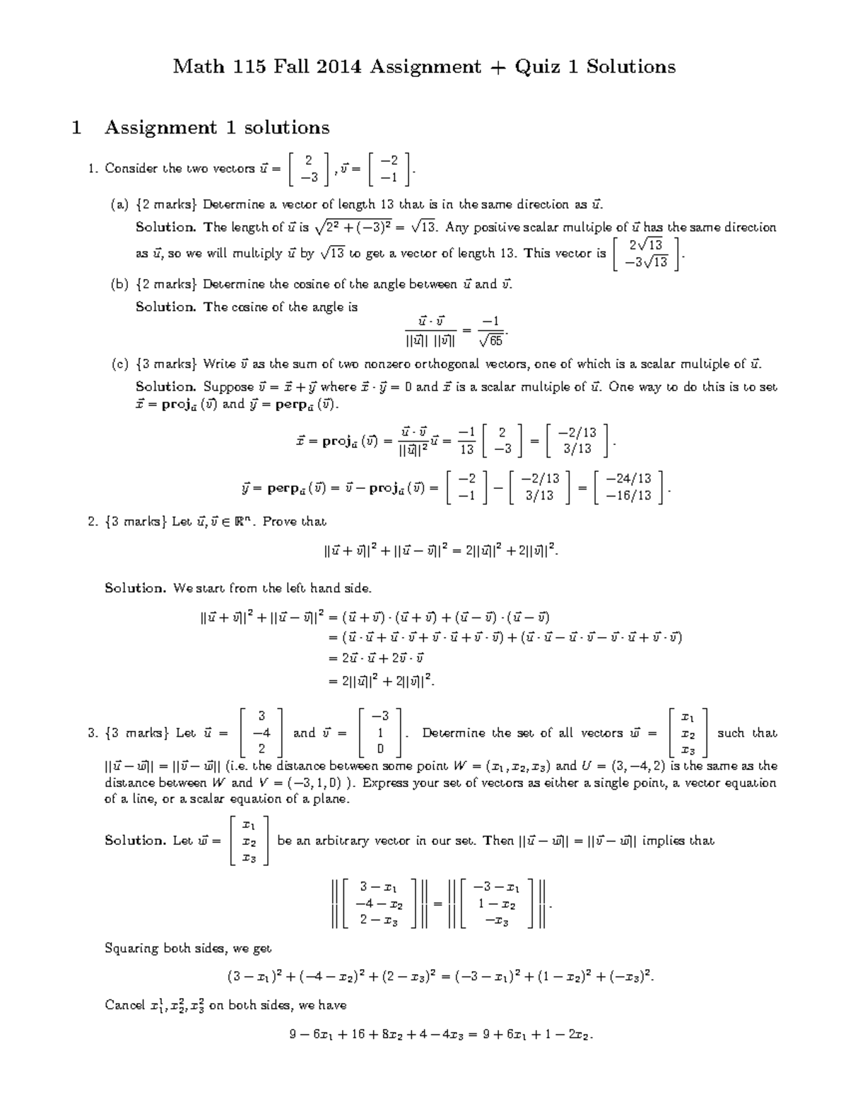 MATH115 F14 A1 soln - Study reference - Math 115 Fall 2014 Assignment ...