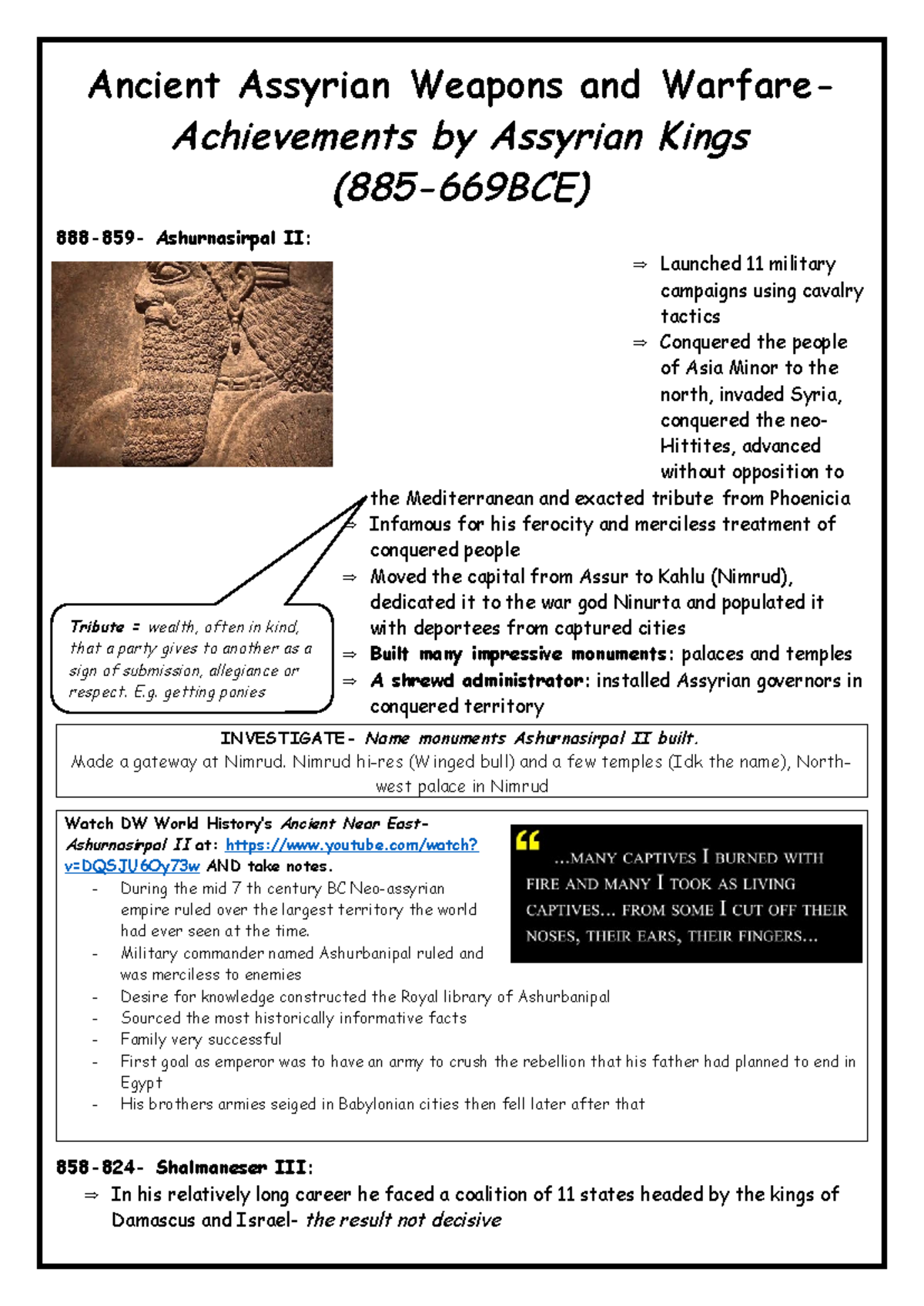 2. Ancient Assyrian Weapons and Warfare- Achievements by Assyrian kings ...