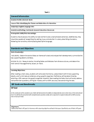Special Education Lesson Plan D005 - Special Education Lesson Plan ...