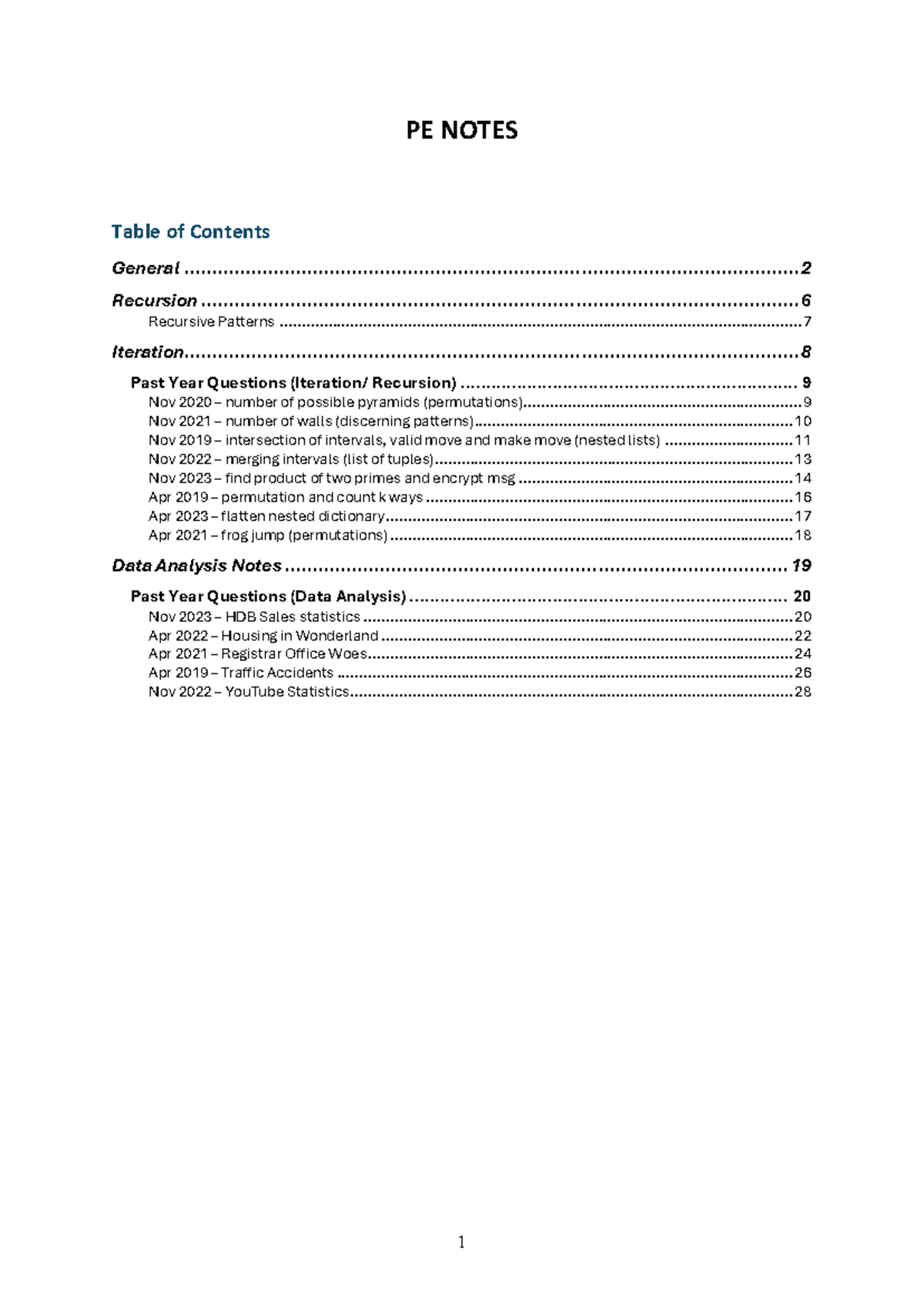 PE Notes - compilation of pyp for PE - PE NOTES General Table of ...