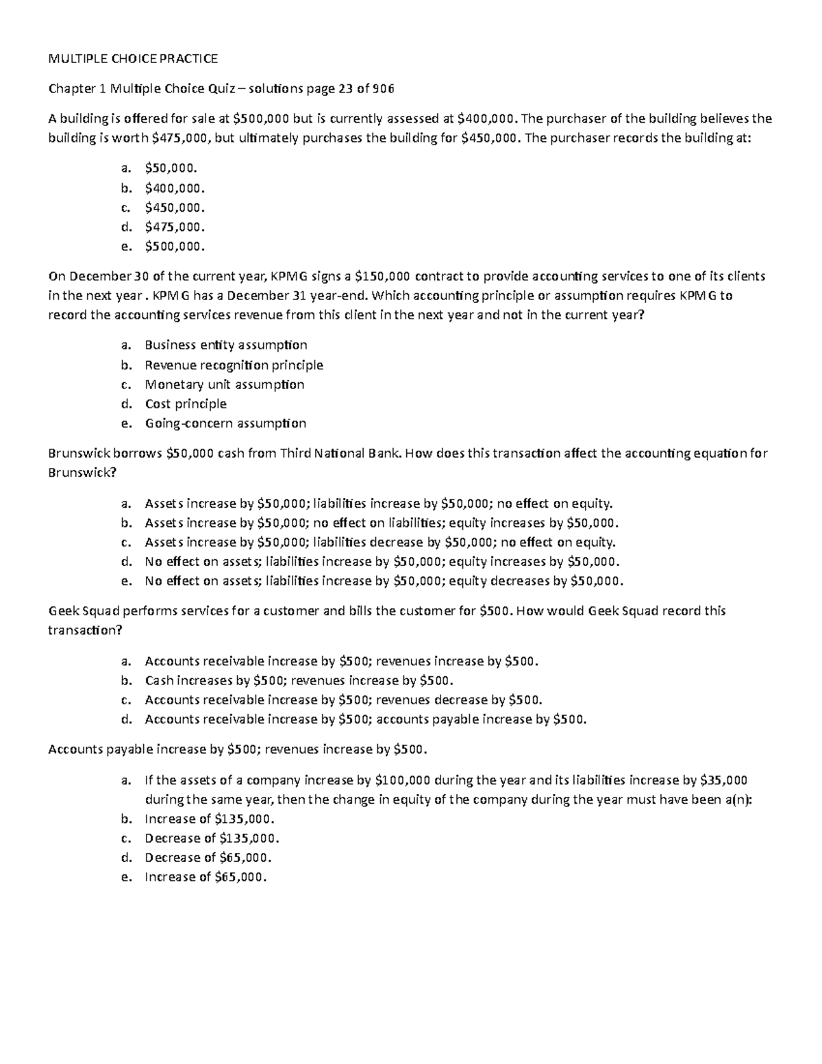 Exam MC Practice - Ch 1, 2, 3 - MULTIPLE CHOICE PRACTICE Chapter 1 Mul ...