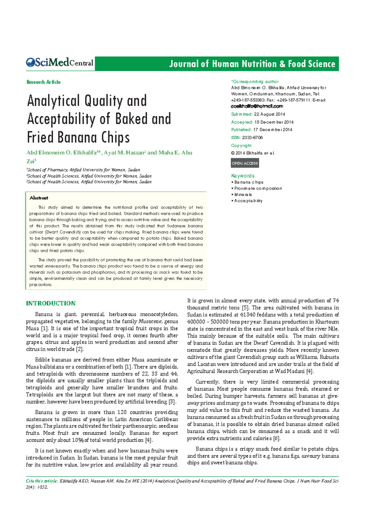 Lab report on ICP - OES - Central Journal of Human Nutrition & Food ...