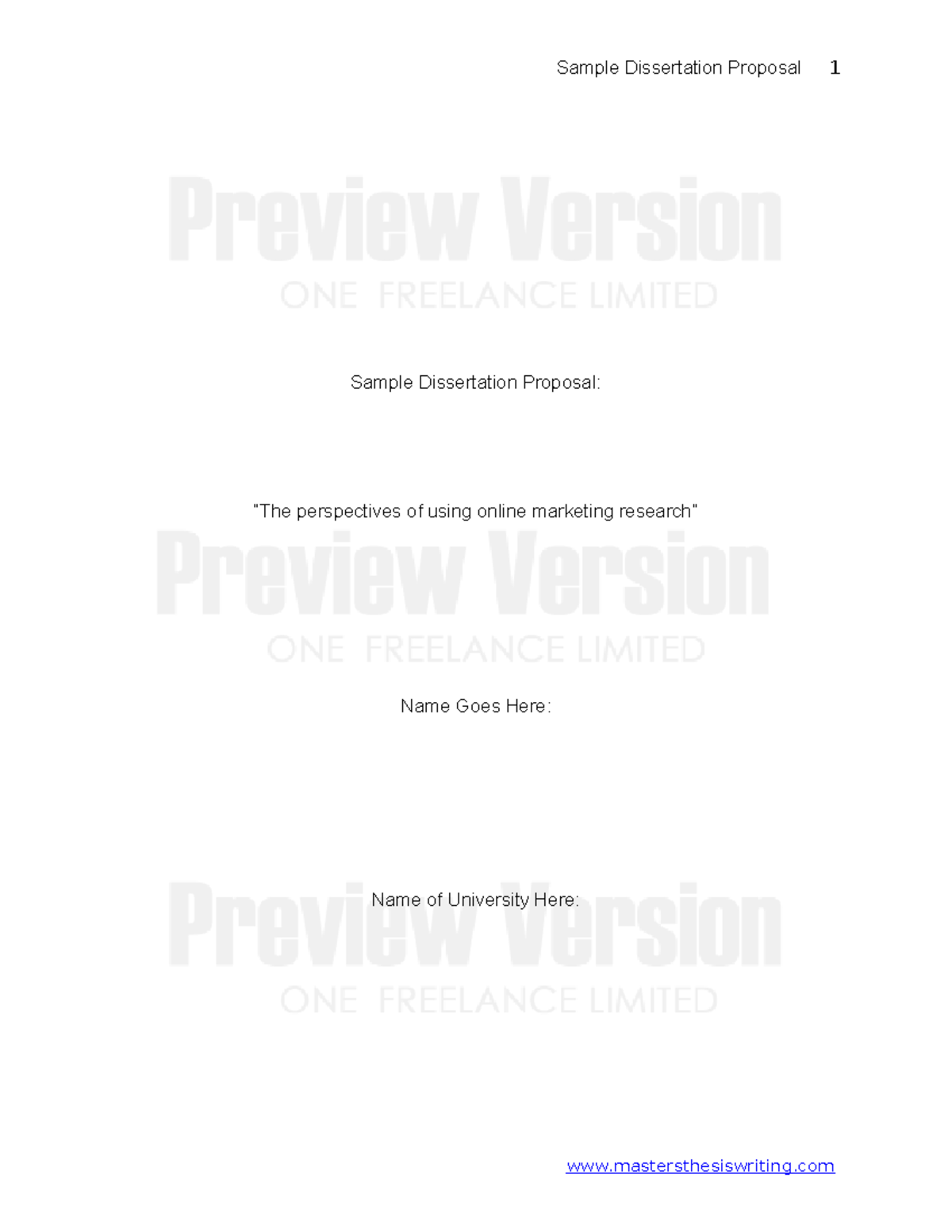 Dissertation proposal - Sample Dissertation Proposal: “The perspectives ...