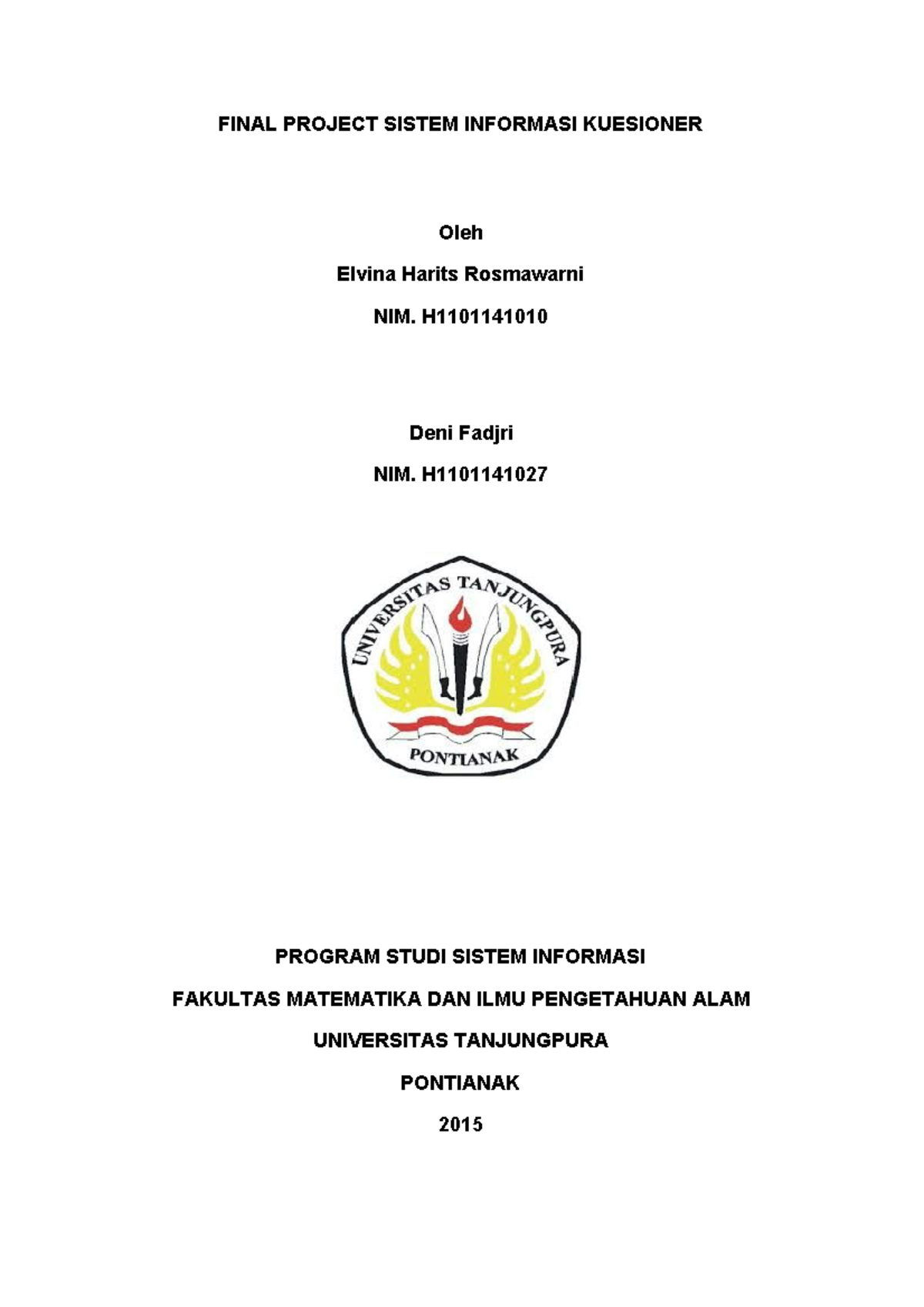 Final Project Sistem Informasi Kuesioner - FINAL PROJECT SISTEM ...