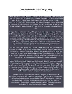 Computer Architecture and Design study - Computer Architecture and Design study Computer - Studocu