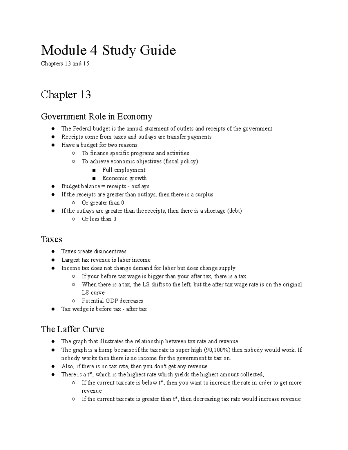 Module 4 Study Guide - Econ mod 4 - Module 4 Study Guide Chapters 13 ...