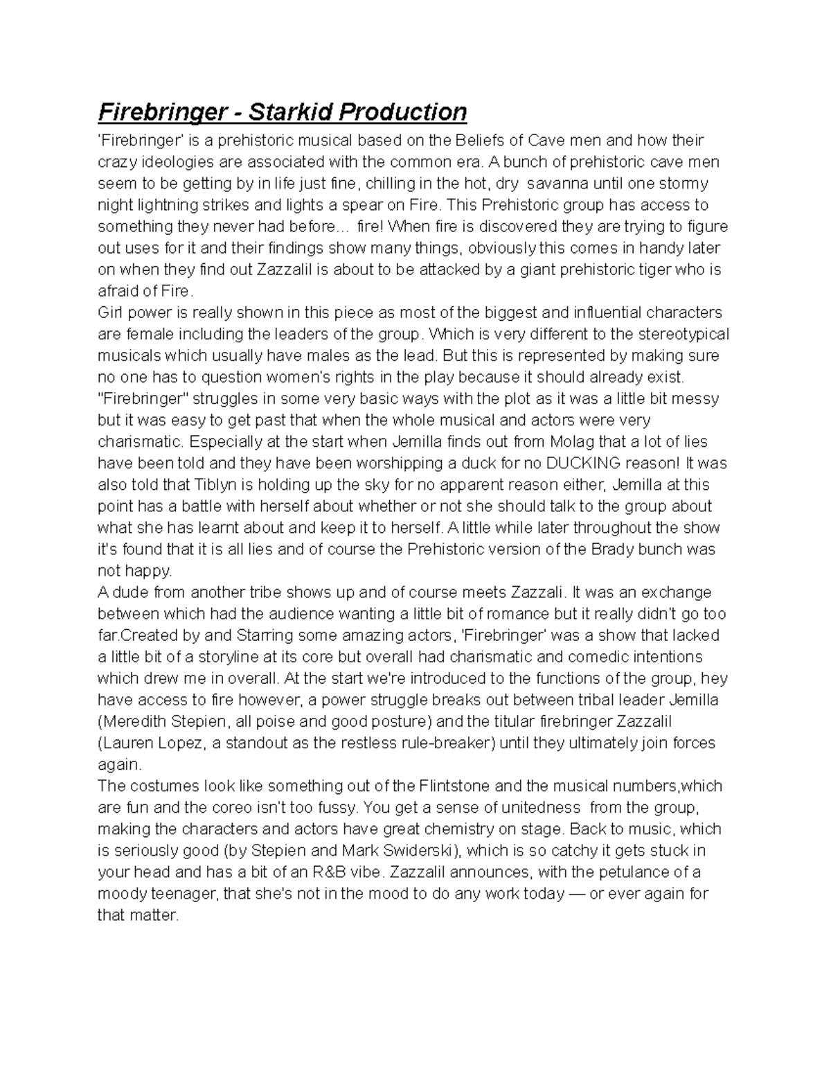 Project 1 - Trip to Theatre - Firebringer - Starkid Production ...