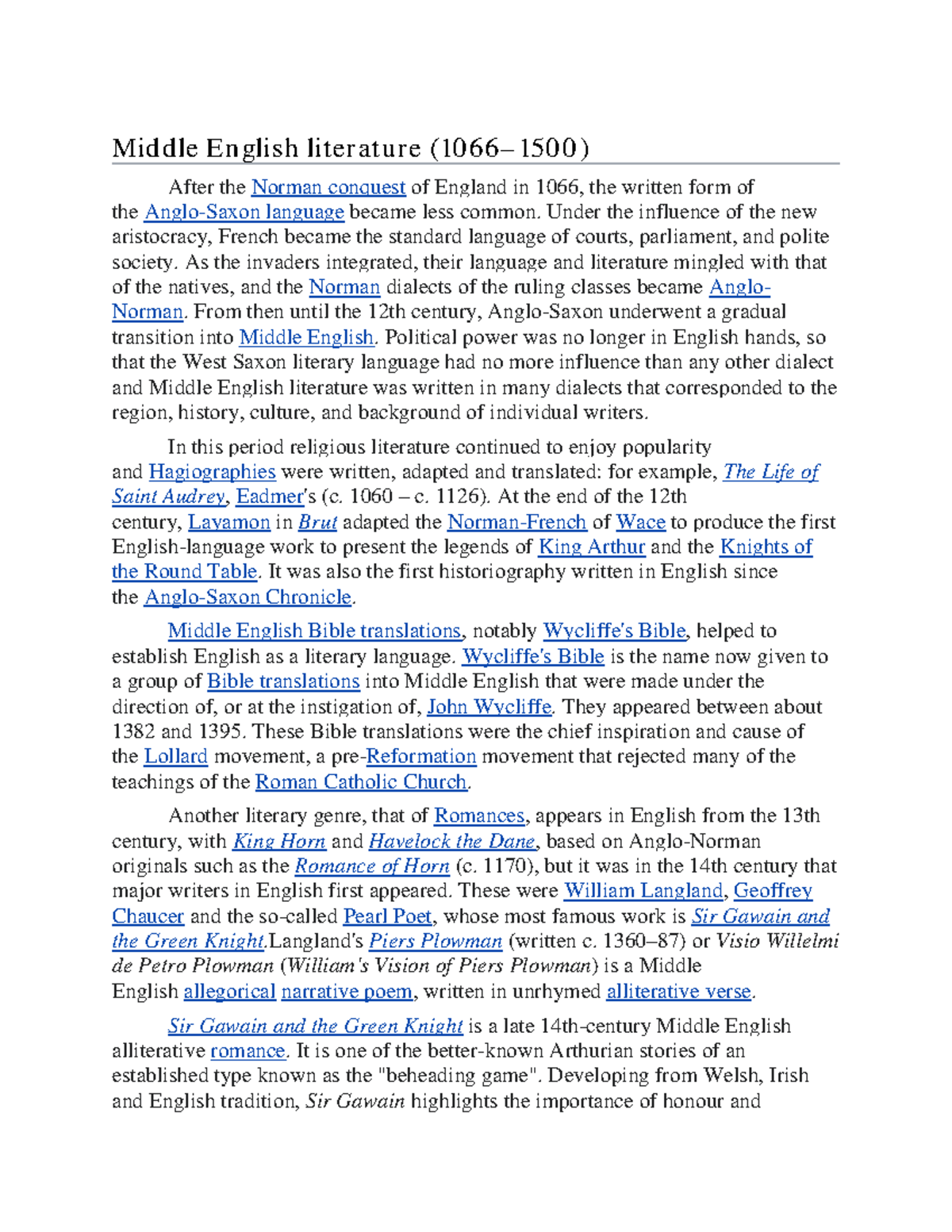 Middle English literature - Middle En glish literature (10 66– 150 0 ...