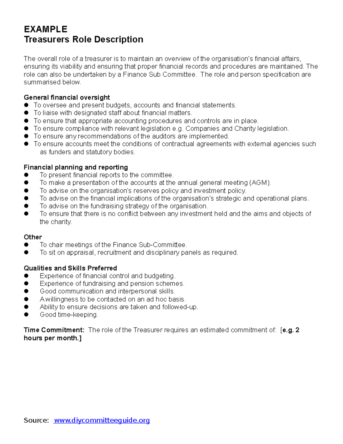 Treasurer Role Description - The role can also be undertaken a Finance ...