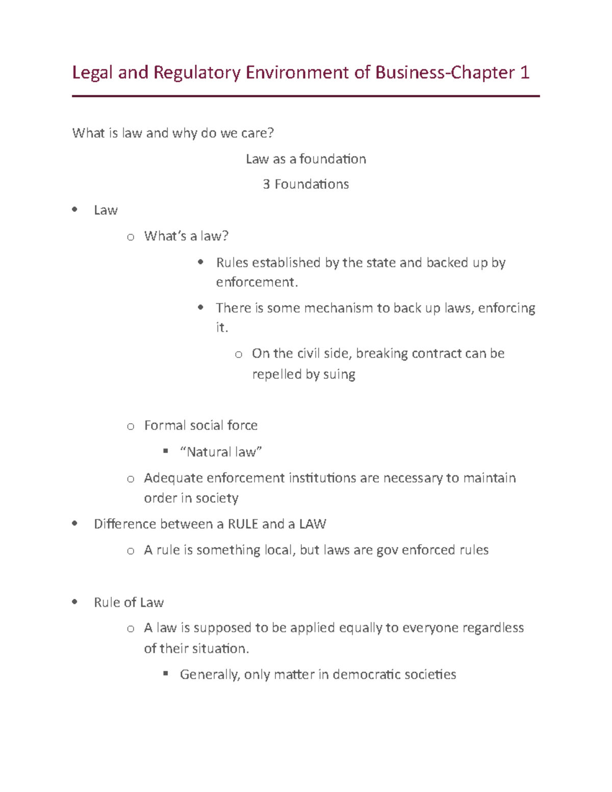 Legal and Regulatory Environment of Business UGA Carr - Legal and ...