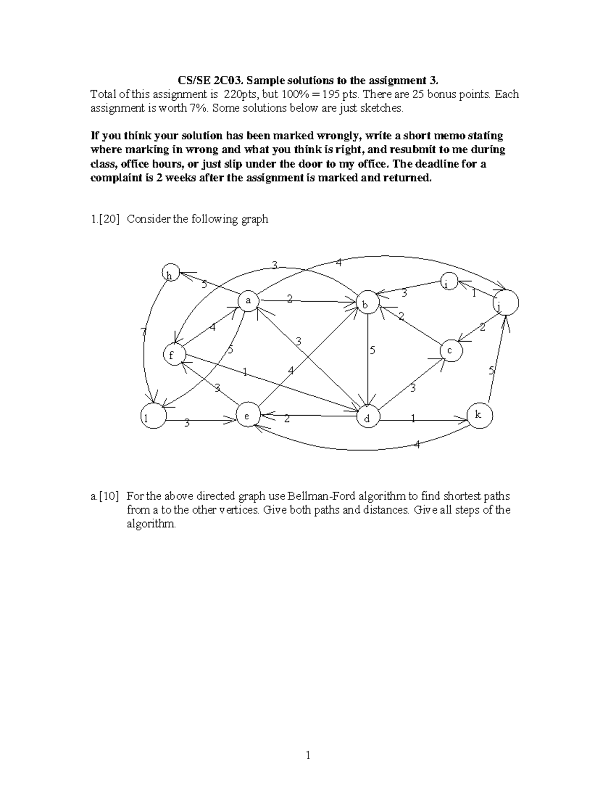 As3sol Assignment Cs Se 2c03 Sample Solutions To The Assignment 3 Total Of This Assignment