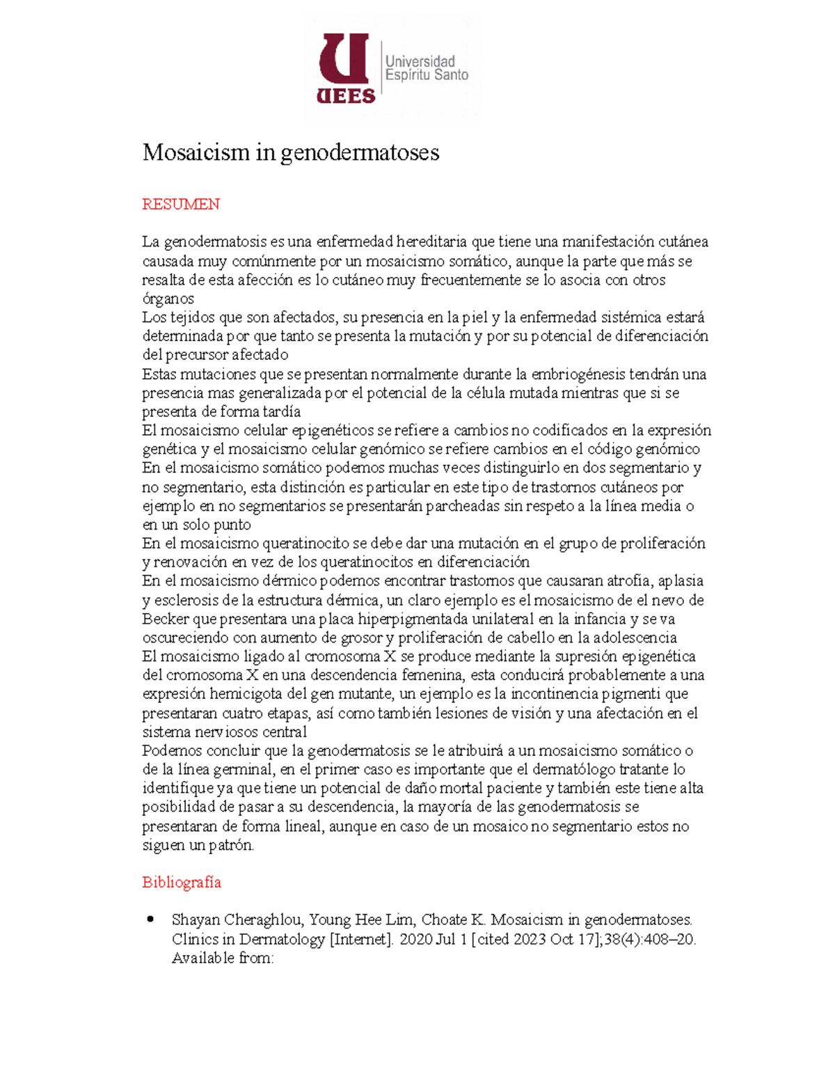 Paper 5-mosaiscismo en genodermatosis - Mosaicism in genodermatoses ...