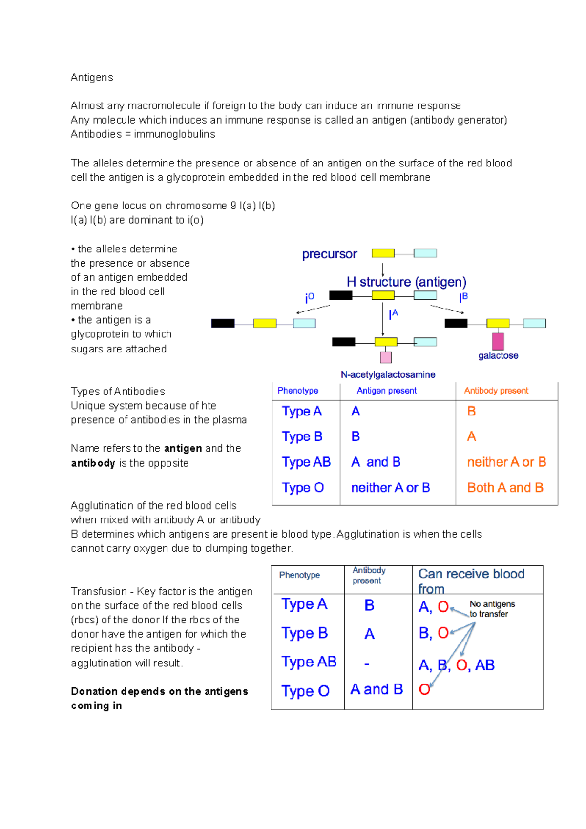 Week 3 Lecture 1 - Blood Type genetics - Antigens Almost any ...