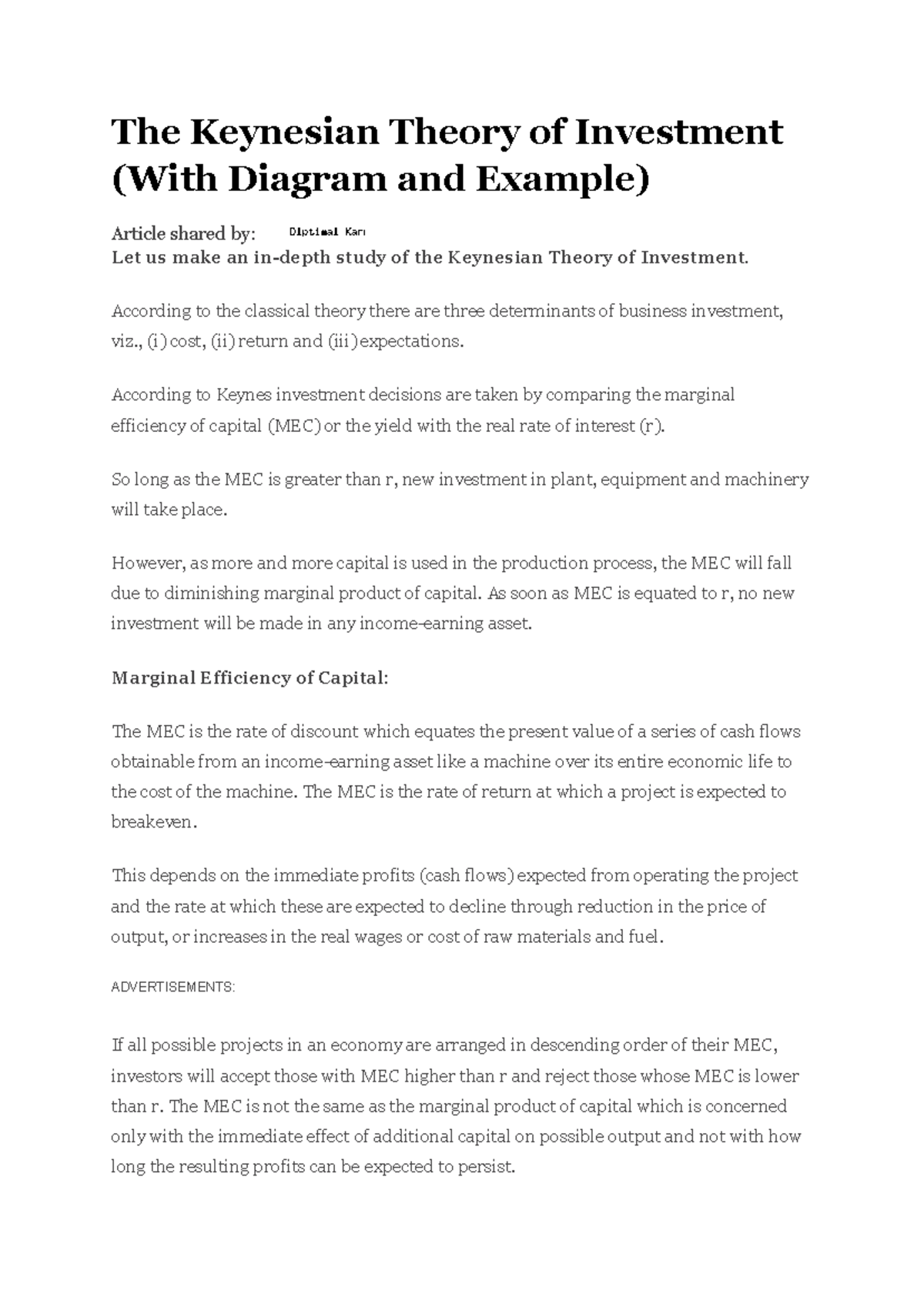 Mec and keyns - Keynesian theory of economics - The Keynesian Theory of ...